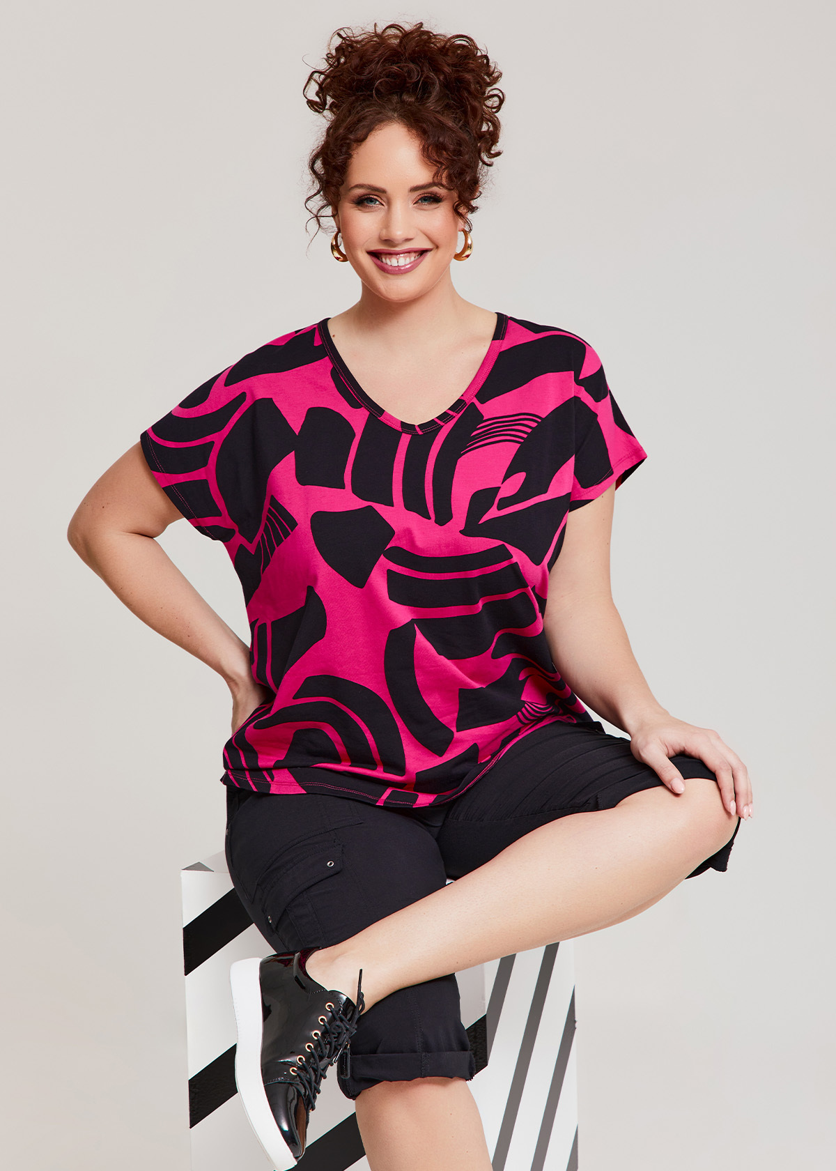 Shop Plus Size Cotton Geo Print Top, Orange | Taking Shape AU