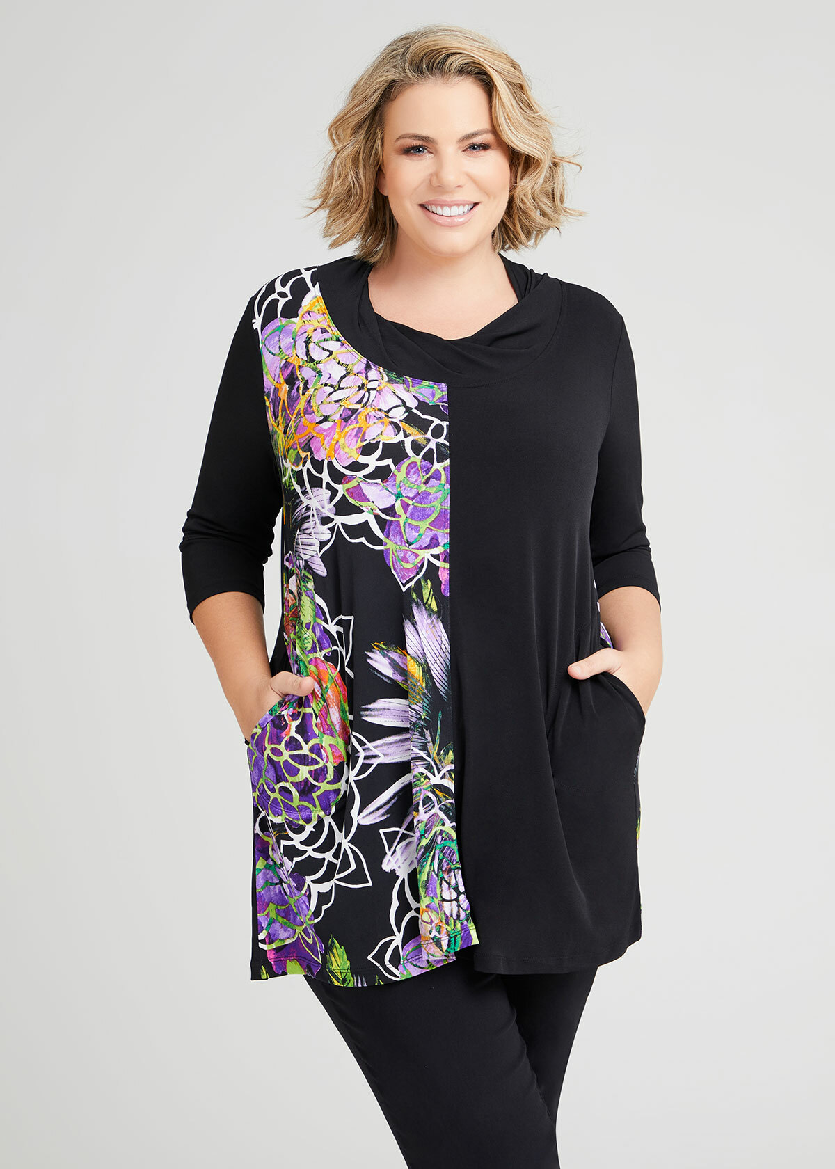 Shop Plus Size Twist & Splice Print Tunic, Purple | Taking Shape AU