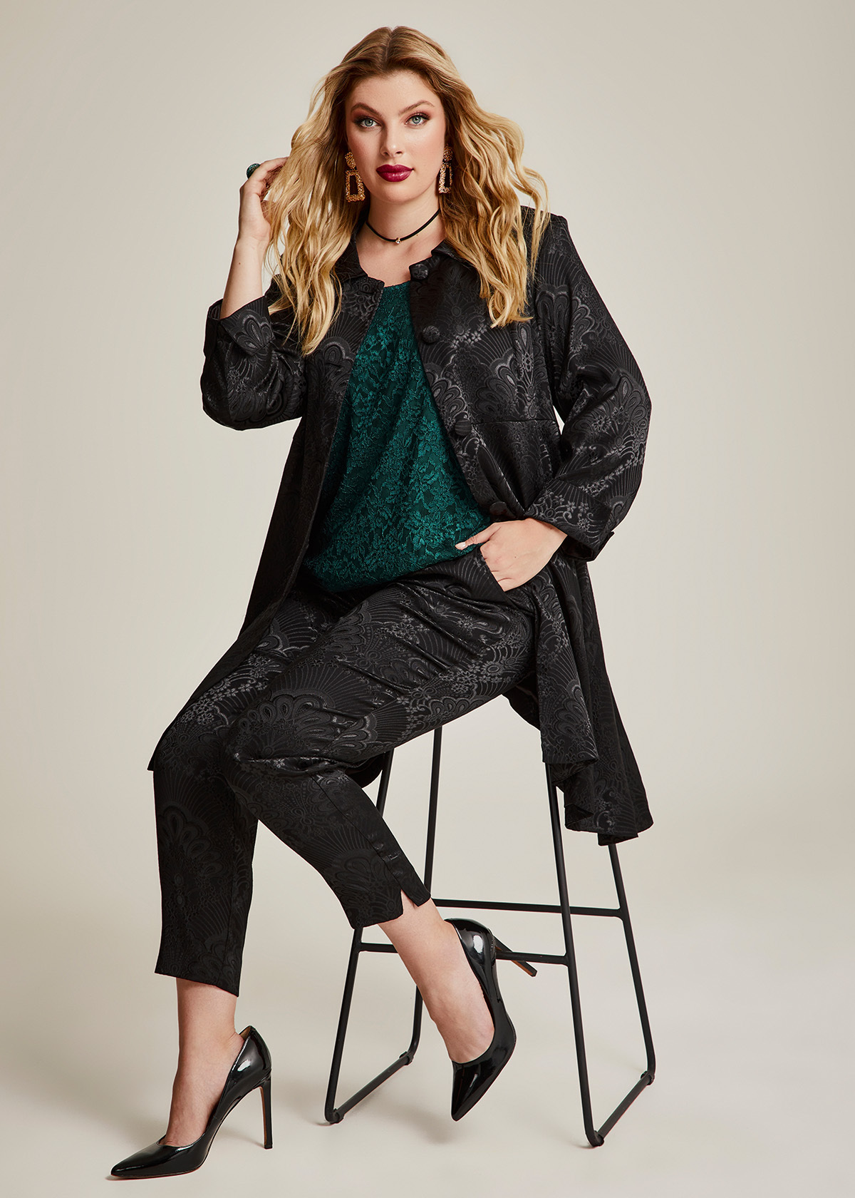 Shop Plus Size Tully Jacquard Suit Pant, Black | Taking Shape AU