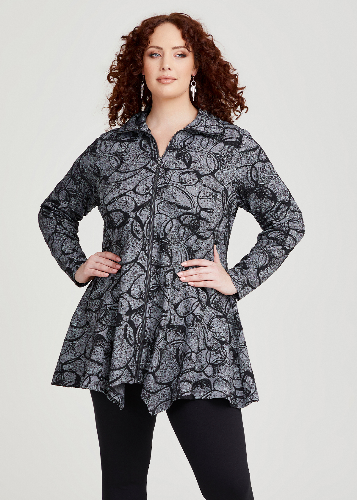 Shop Plus Size Jacquard Zip Jacket, Black | Taking Shape AU