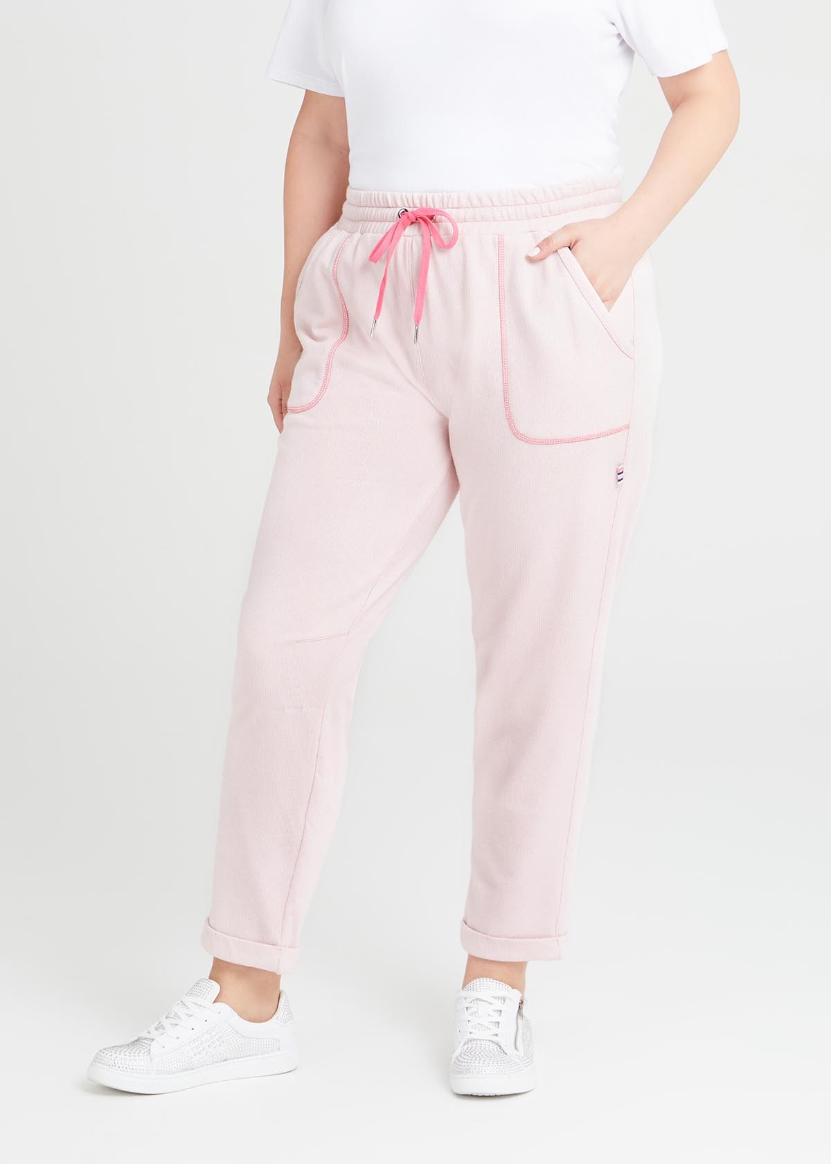 Shop Plus Size Charlie Crop Trackpant, Pink | Taking Shape AU