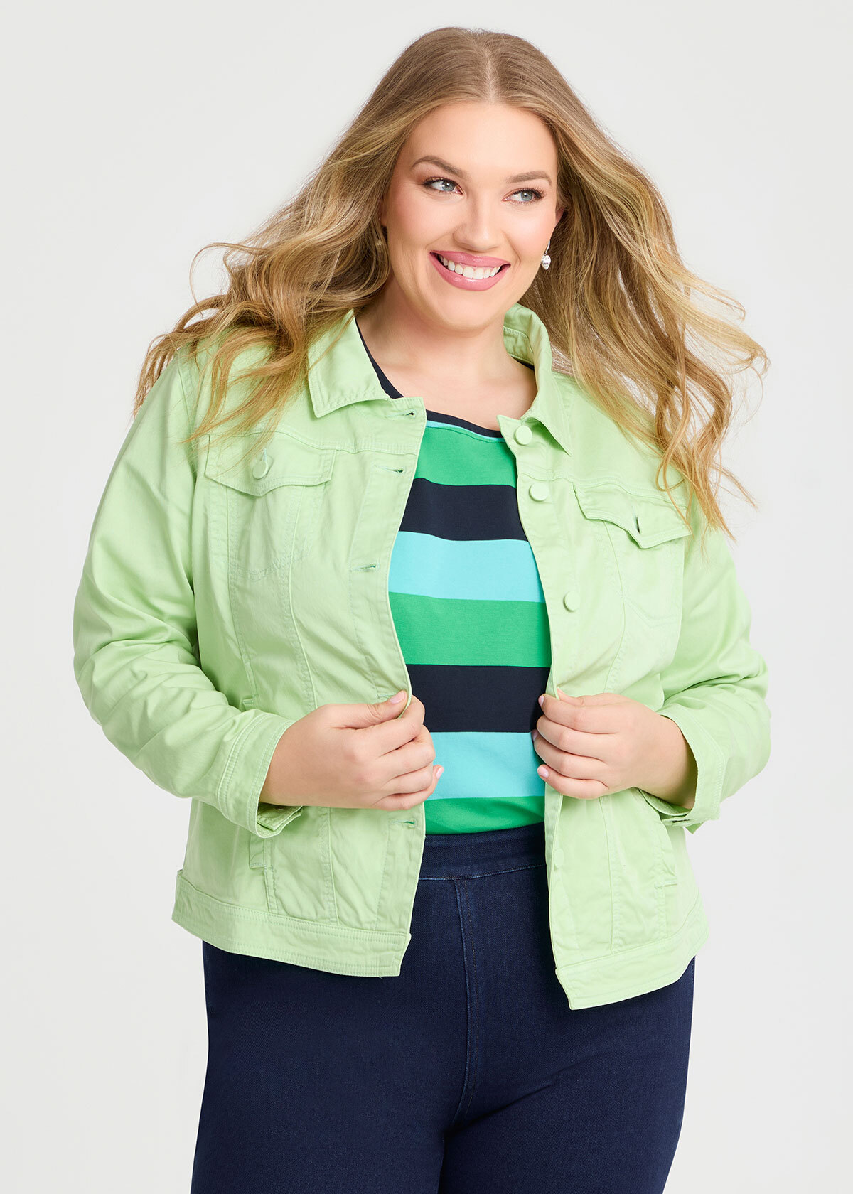 Shop Plus Size Lyocell Blend Stretch Jacket, Green | Taking Shape AU