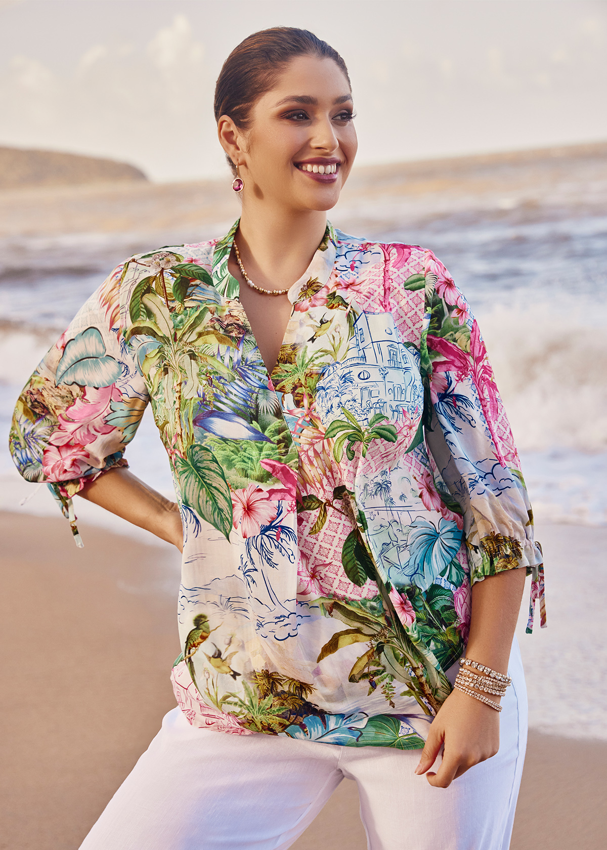 Shop Plus Size Natural Palma Top, Multi | Taking Shape AU