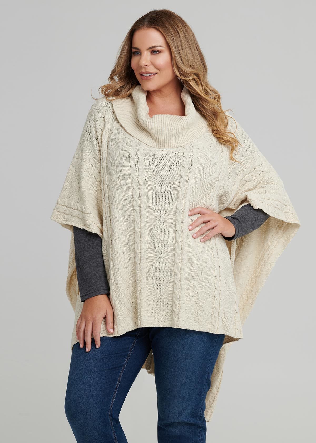 Shop Cable Knit Cowl Neck Poncho | Accessories | Taking Shape AU