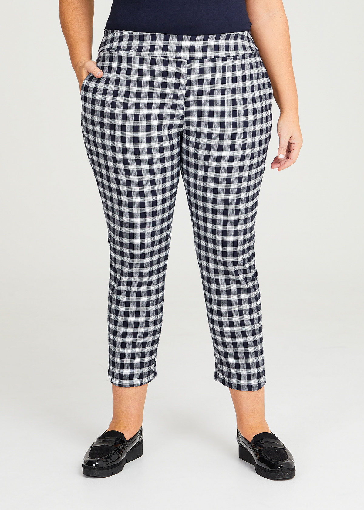 Shop Plus Size Natural Blue Check Pant, Blue | Taking Shape AU