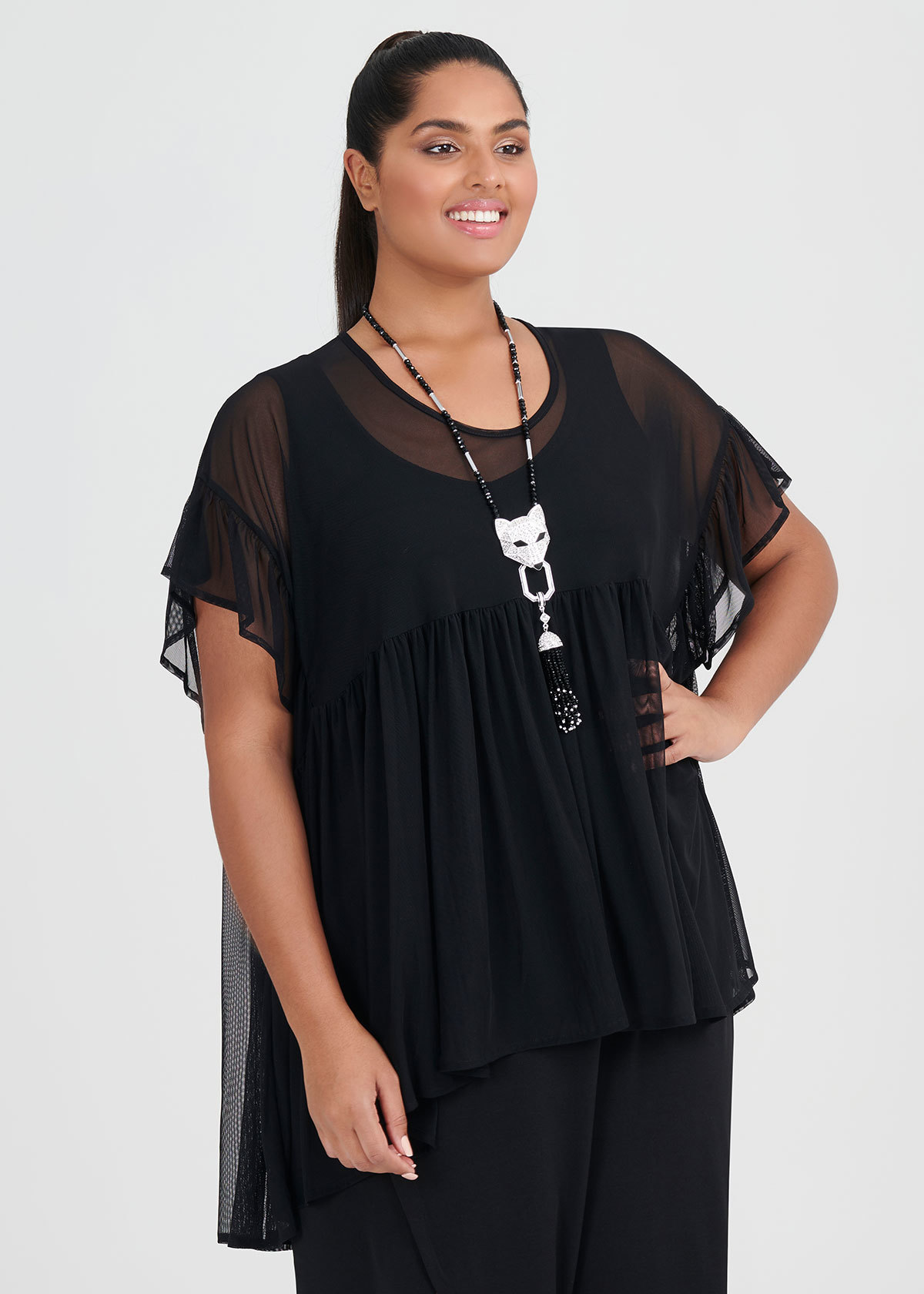 Shop Plus Size Mesh Celeste Top, Black | Taking Shape AU
