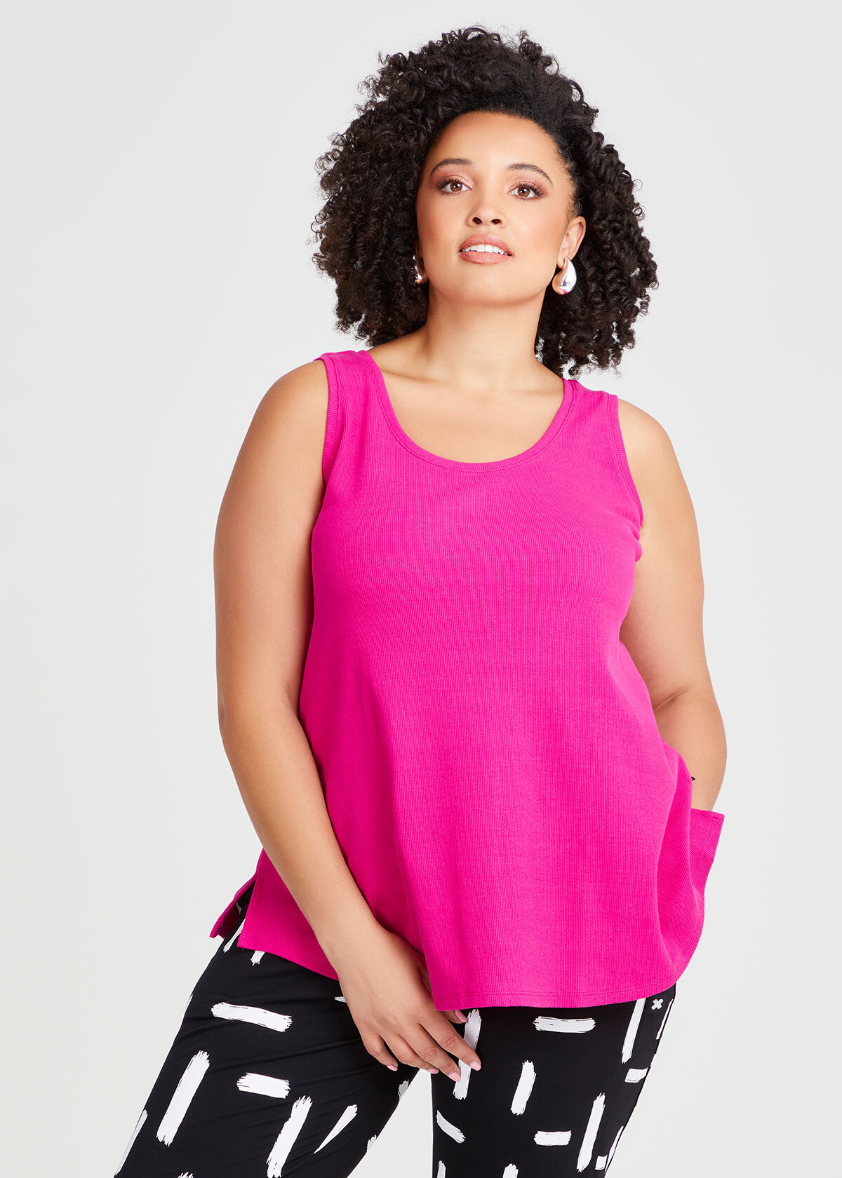 Shop Plus Size Natural Rib Bonnie Tank, Red | Taking Shape AU