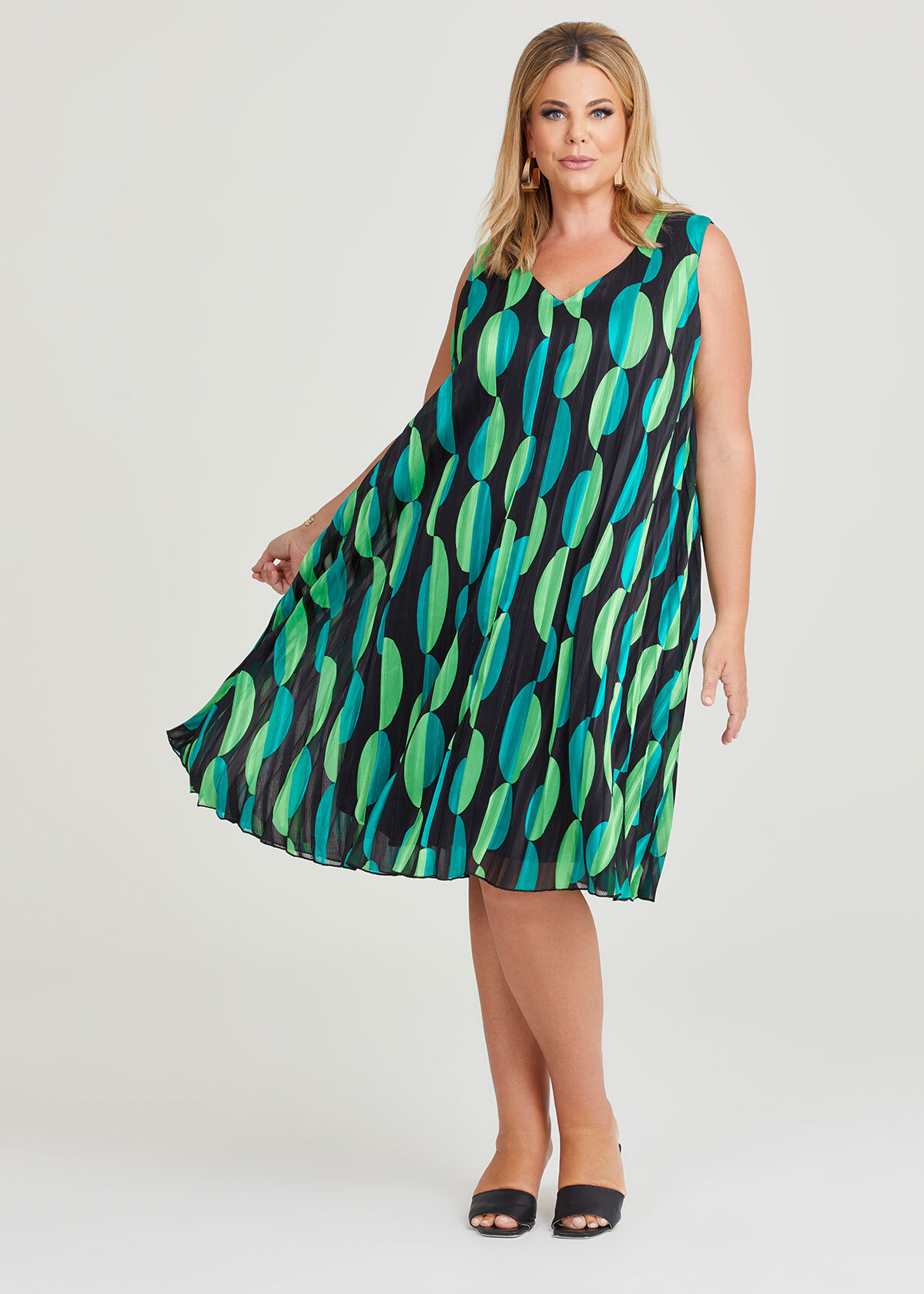 Shop Plus Size Adele Pleated Swing Dress in Multi | Sizes 12-30 ...