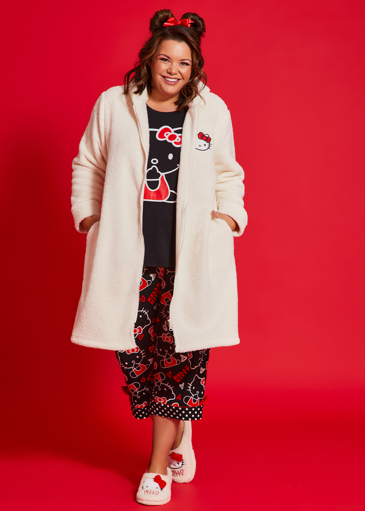 Shop Plus Size Hello Kitty Dressing Gown, White | Taking Shape AU