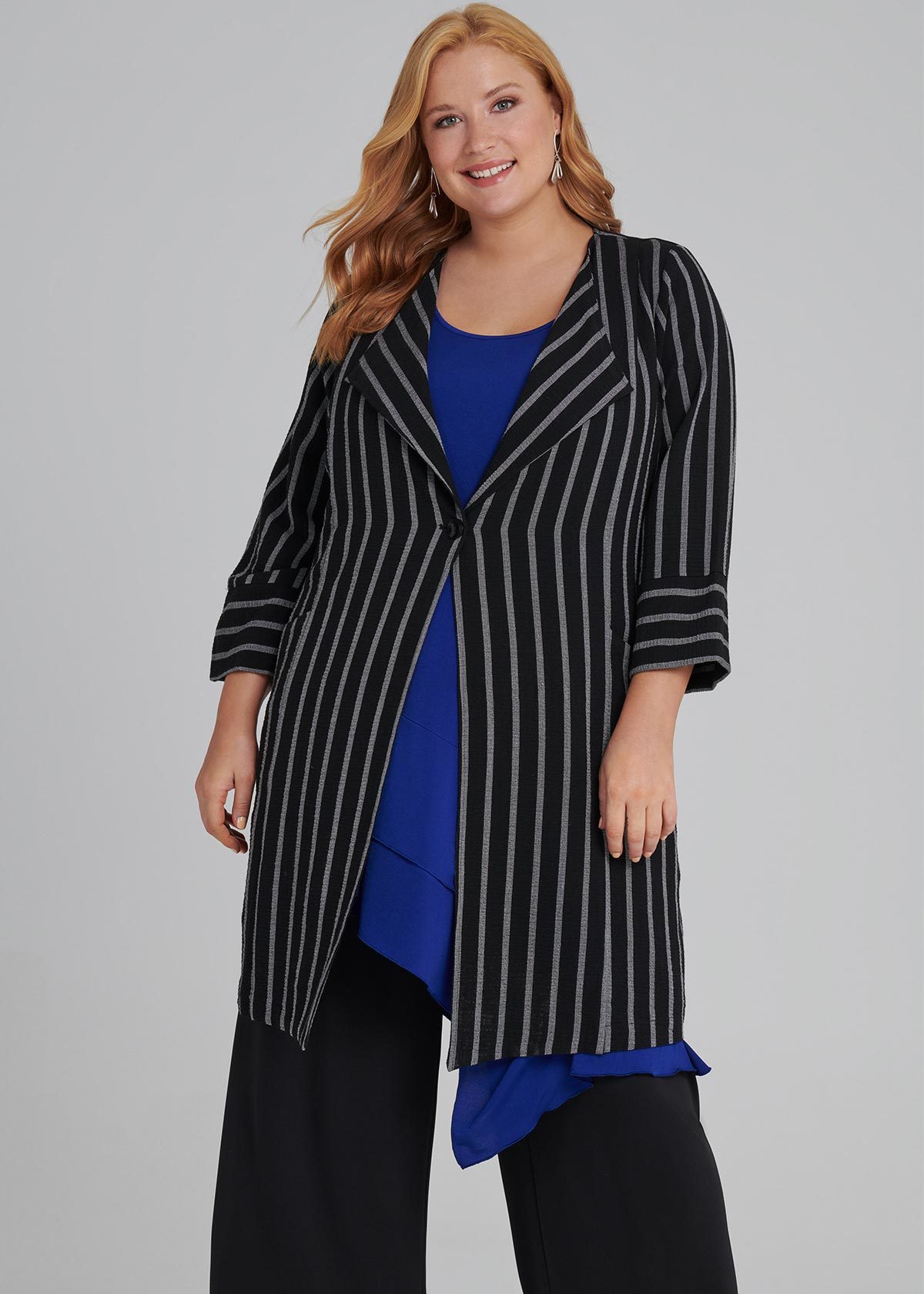 Shop Plus Size Line Up Stripe Jacket in Stripes | Taking Shape AU