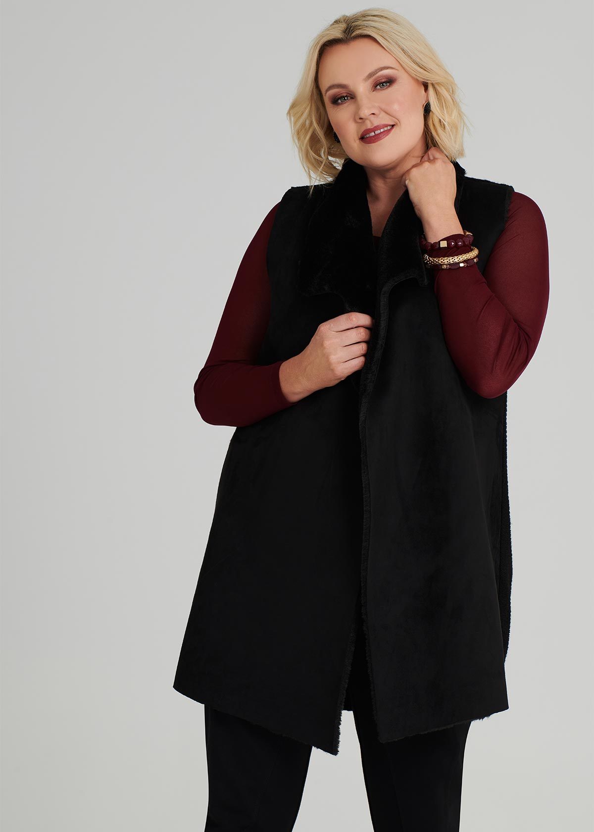 Shop Plus Size Oslo Shearling Vest, Black | Taking Shape AU