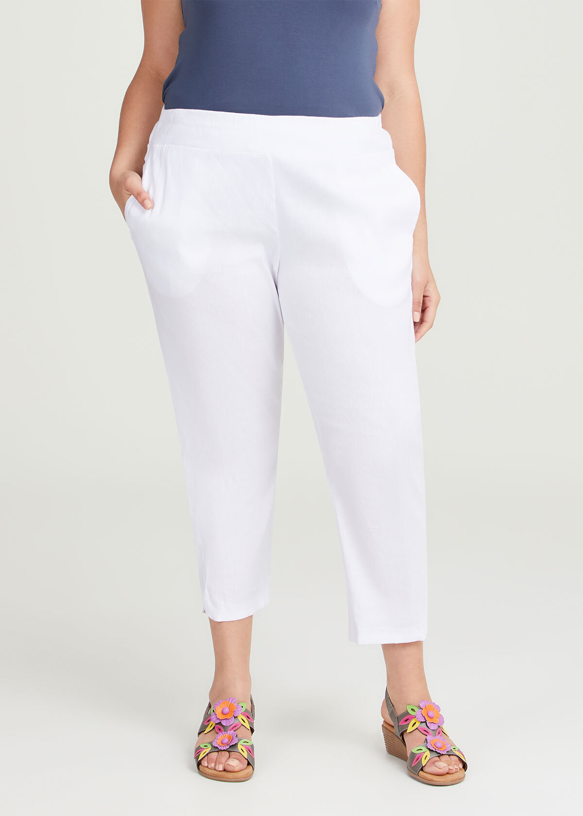 Shop Plus Size Linen Stretch Amira Pant, White | Taking Shape AU