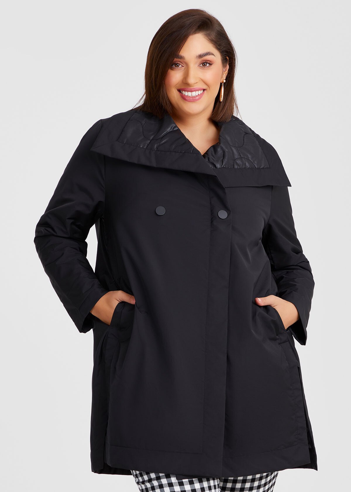 Plus Size Women's Reversible Ivy Puffer Jacket Black | Taking Shape NZ