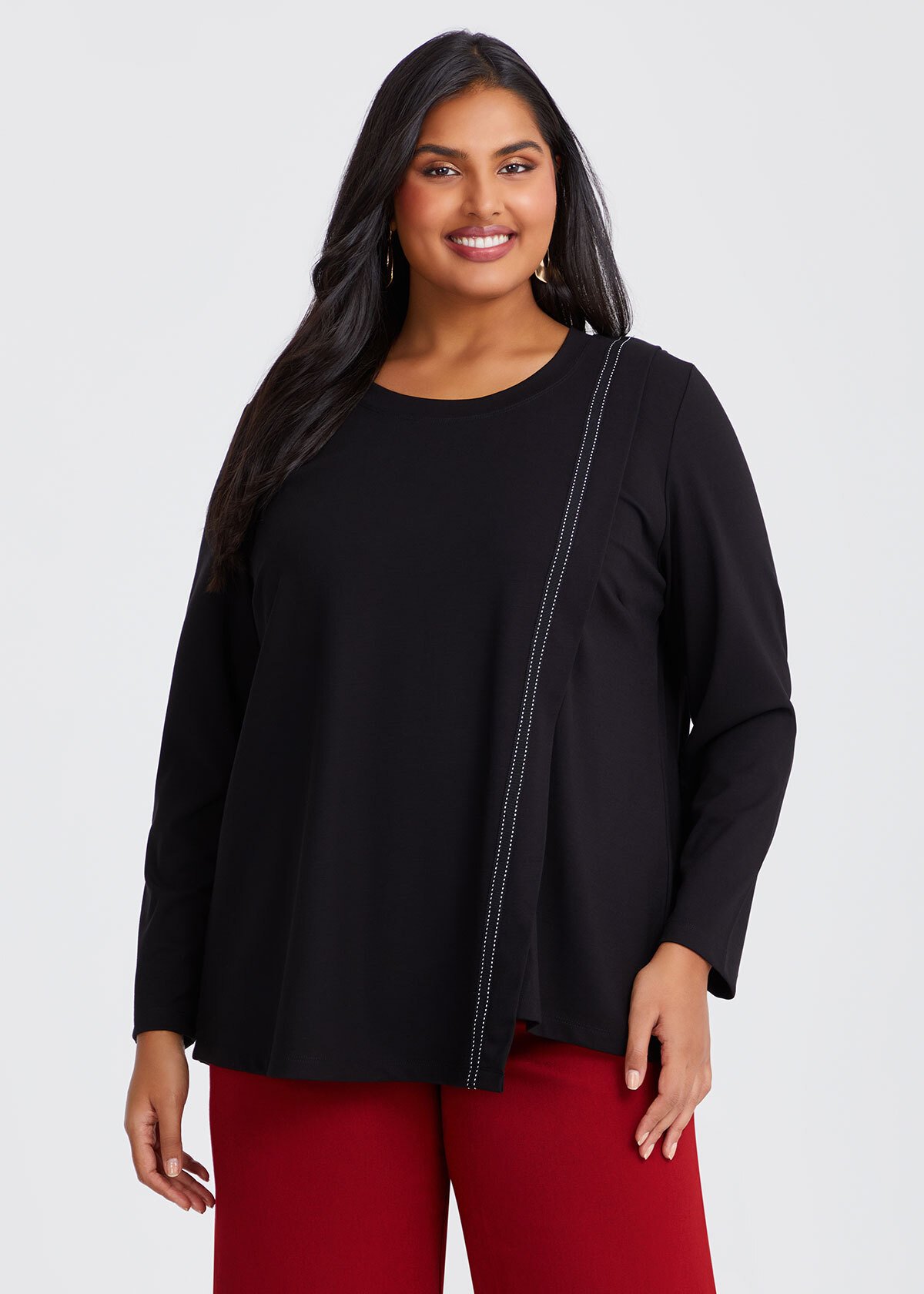 Shop Plus Size Ponte Evelyn Top, Black | Taking Shape UK