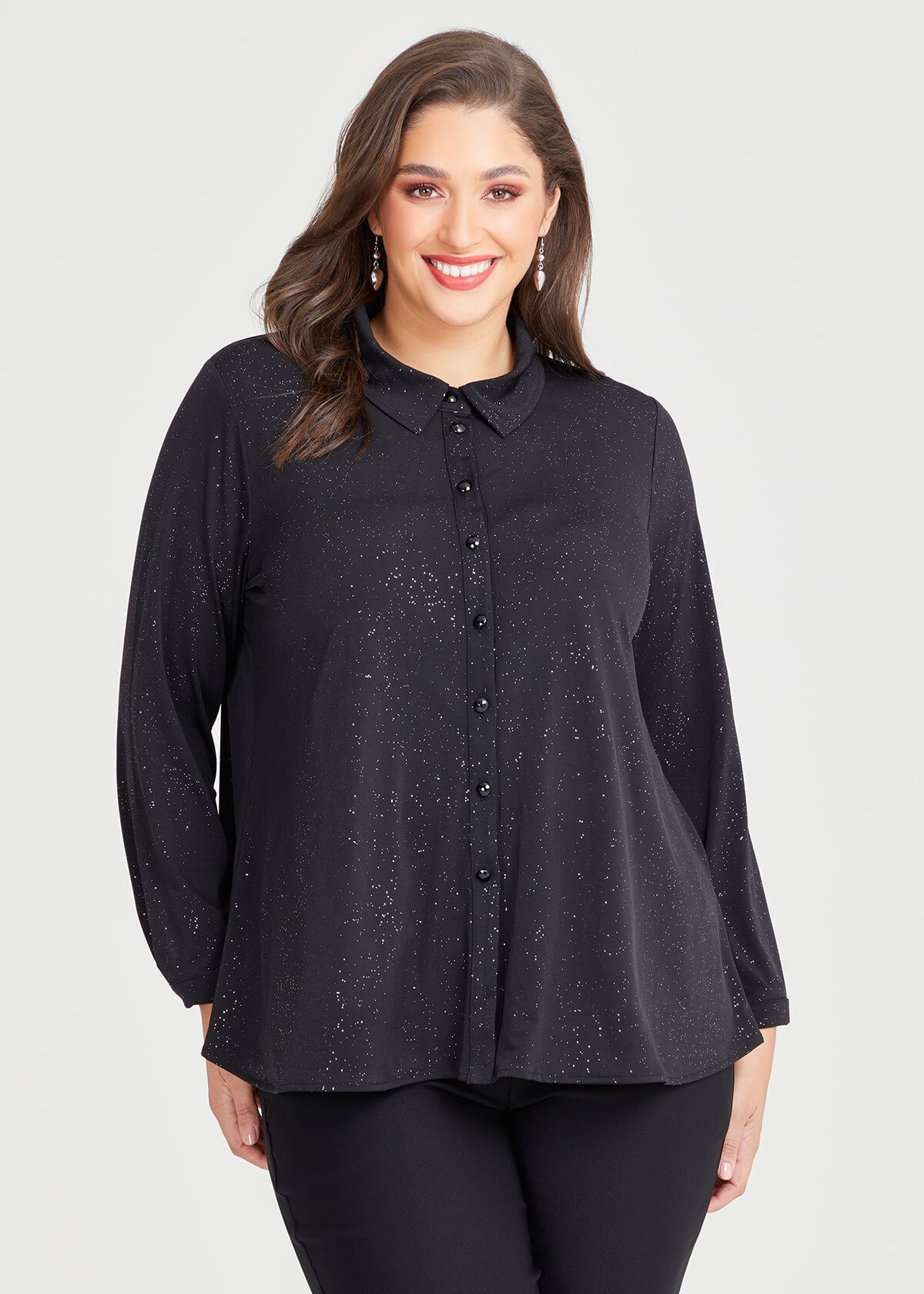 Shop Plus Size Glitter Knit Shirt, Black | Taking Shape AU