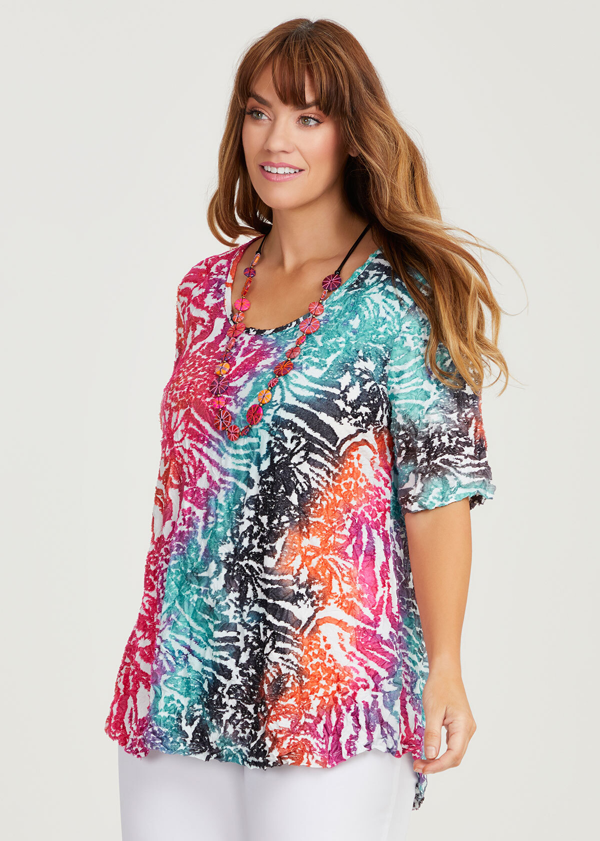 Shop Plus Size Burnout Natural Top, Multi | Taking Shape NZ