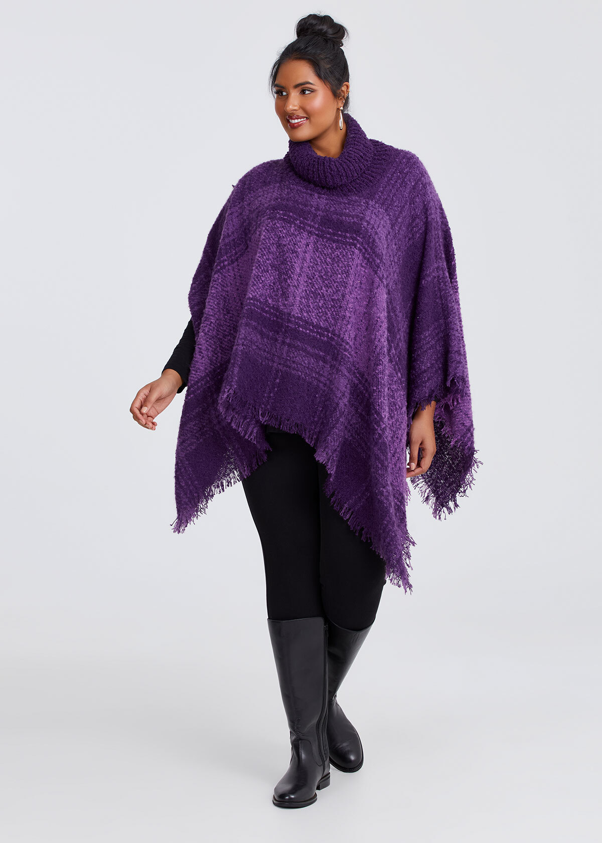 Shop Check Poncho in Purple | Accessories | Taking Shape AU