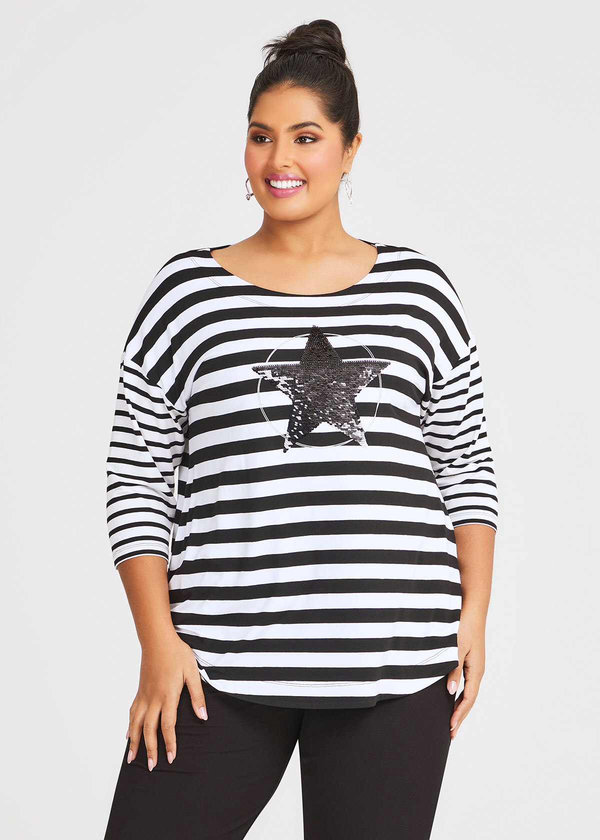 Shop Plus Size Natural Stars & Stripe Top, Multi | Taking Shape AU