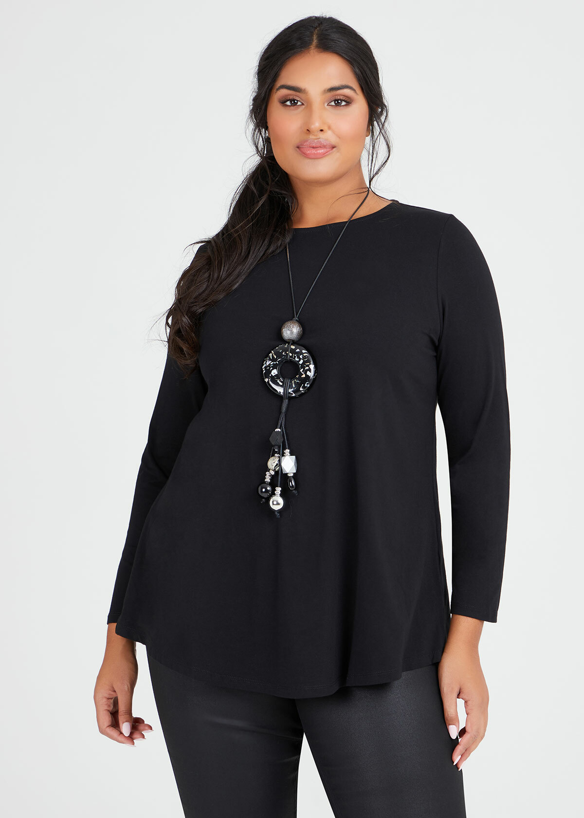 Shop Plus Size Organic Long Sleeve Top, Black | Taking Shape UK