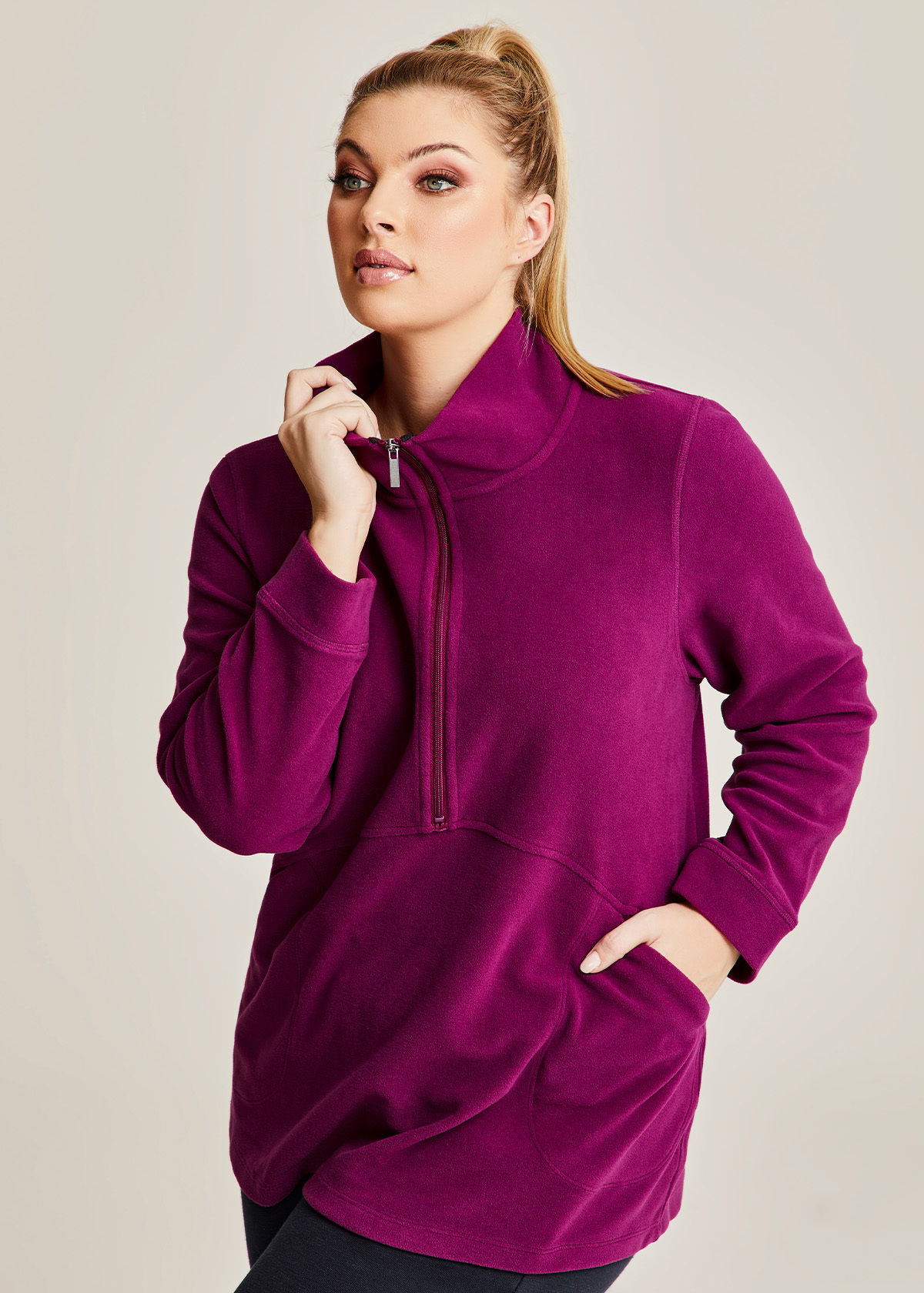 Shop Plus Size Polar Fleece 1/2 Zip Top, Red | Taking Shape SG