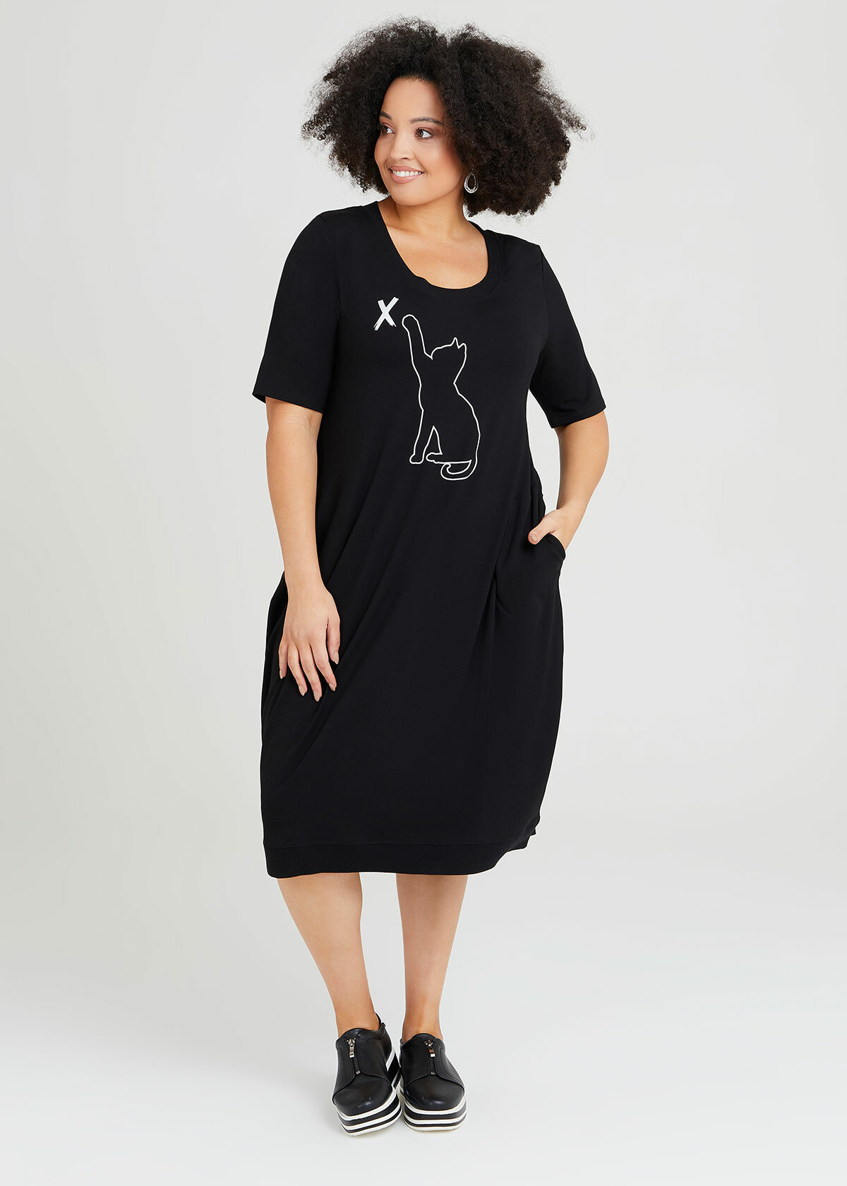 Shop Plus Size Natural Cat X Dress, Black | Taking Shape AU