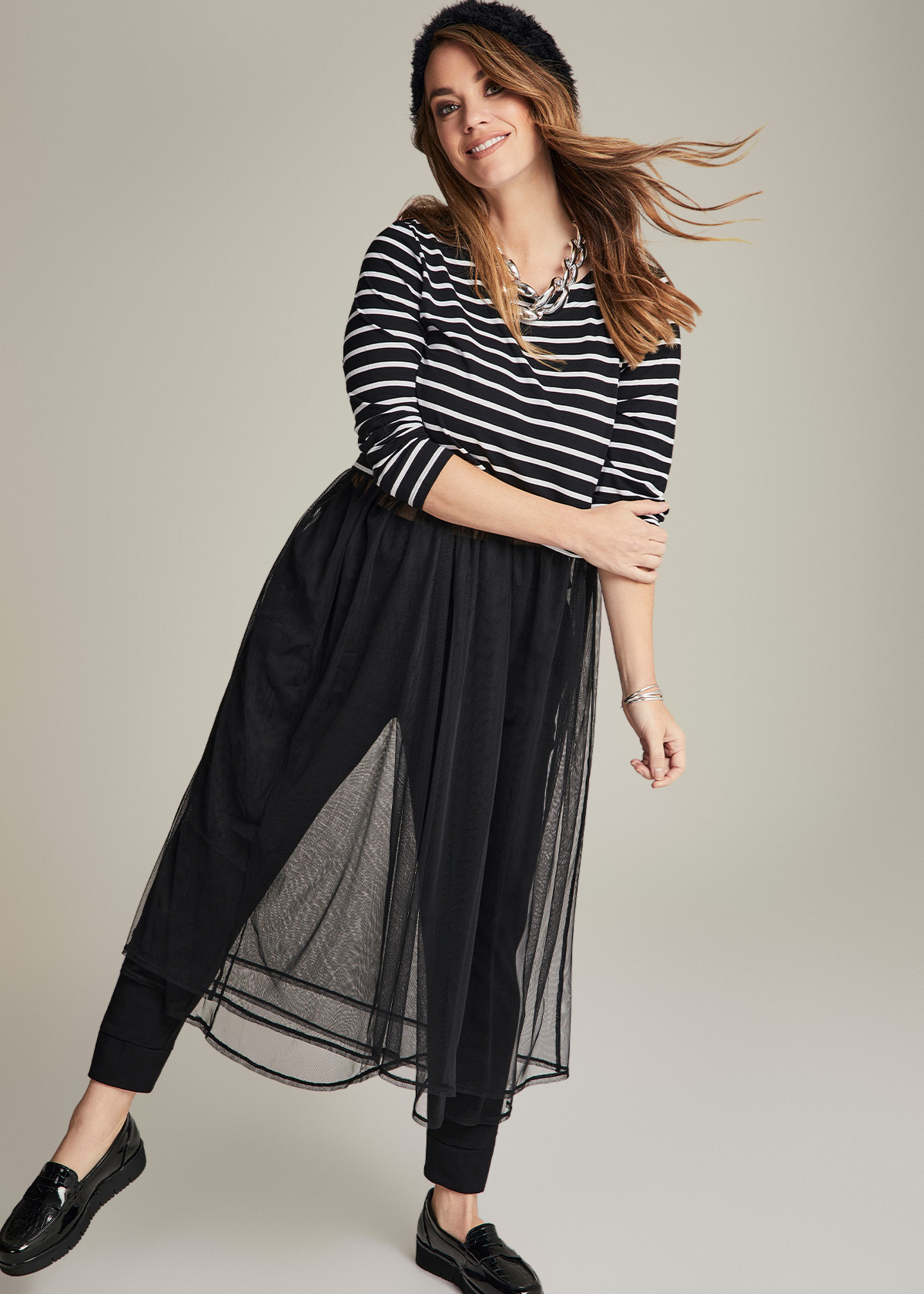 Shop Plus Size Stripe Centre Stage Mesh Dress, Multi | Taking Shape AU