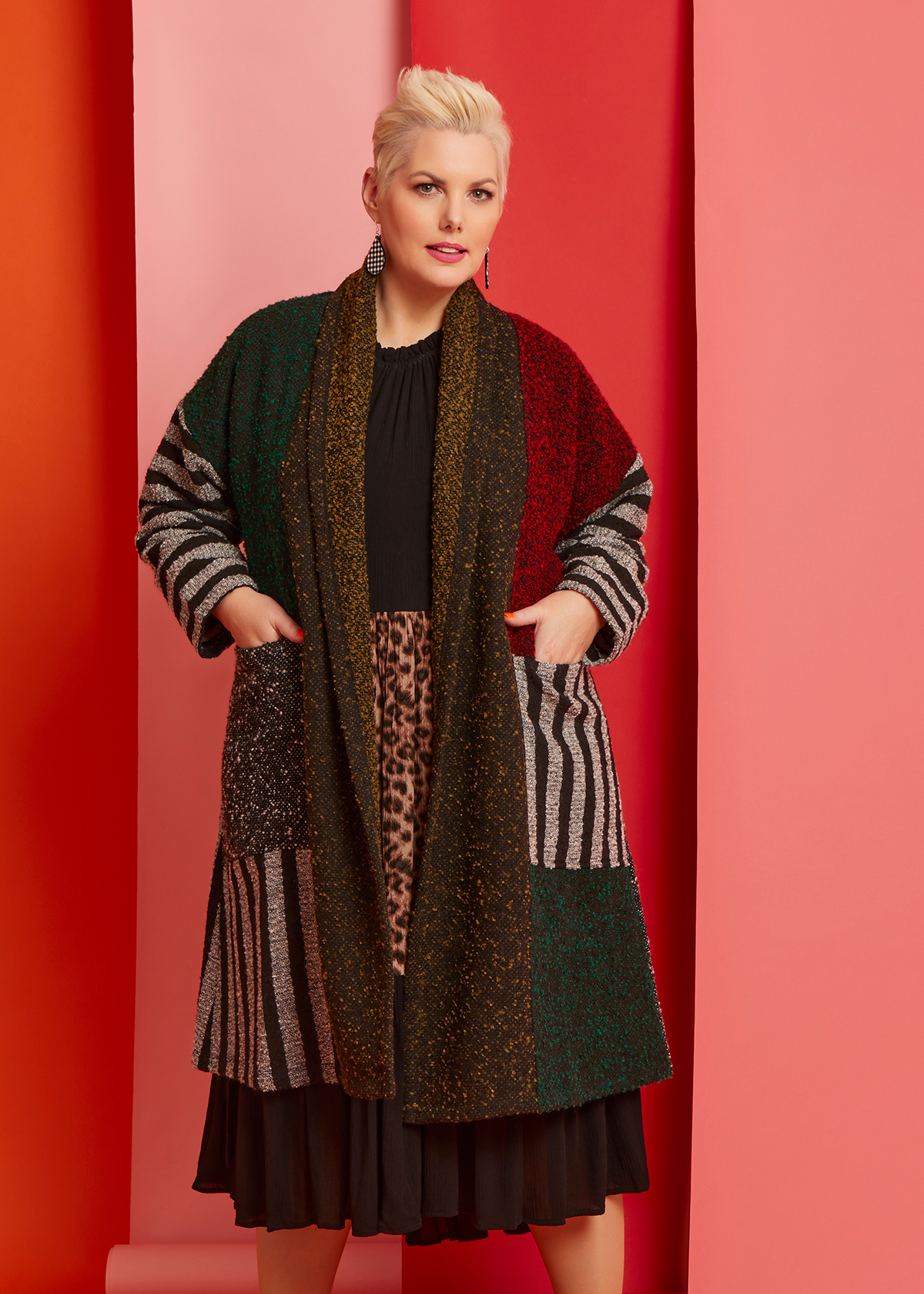 Shop Plus Size Wool Blend Boucle Cardigan, Black | Taking Shape AU