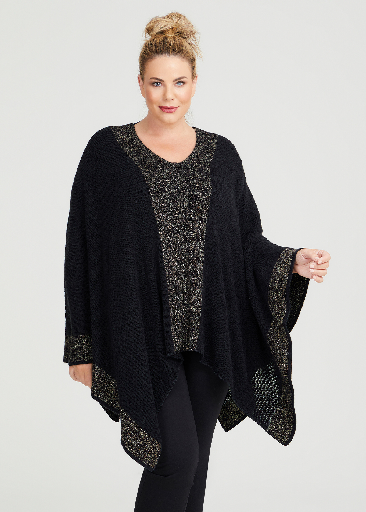 Shop Metallic Stripe Poncho in Black | Accessories | Taking Shape AU
