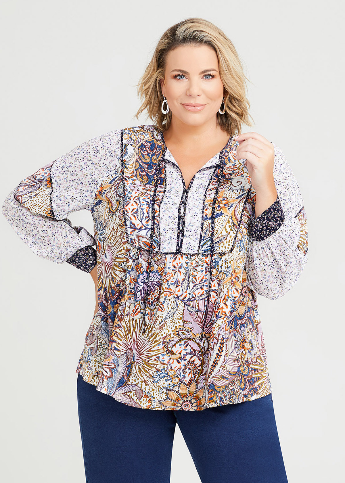 Shop Plus Size Natural Paisley Ditsy Mix Top, Multi | Taking Shape AU