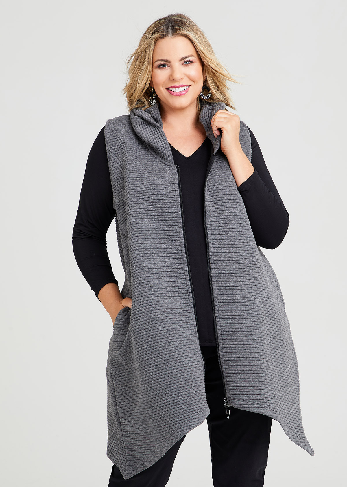 Shop Plus Size Amara Quilted Vest in Black | Taking Shape NZ
