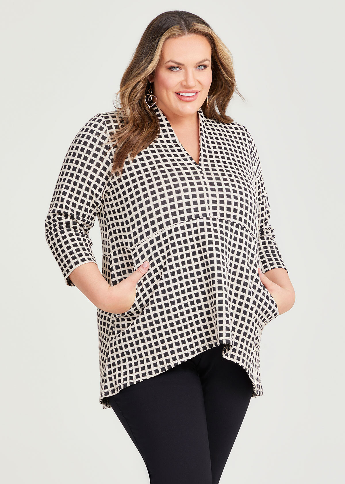 Shop Plus Size Button Detail Jacquard Top, Multi | Taking Shape AU