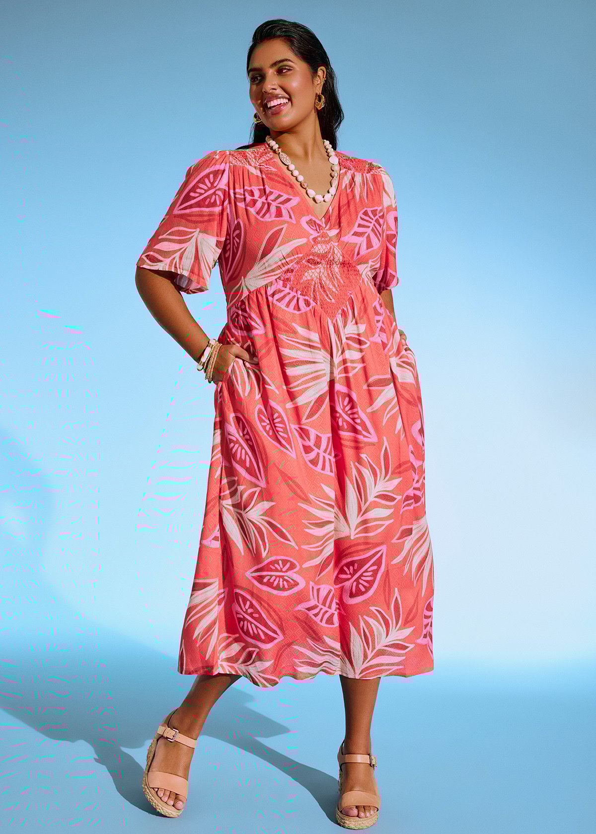 Shop Plus Size Natural Carrie Foliage Dress, Multi | Taking Shape UK