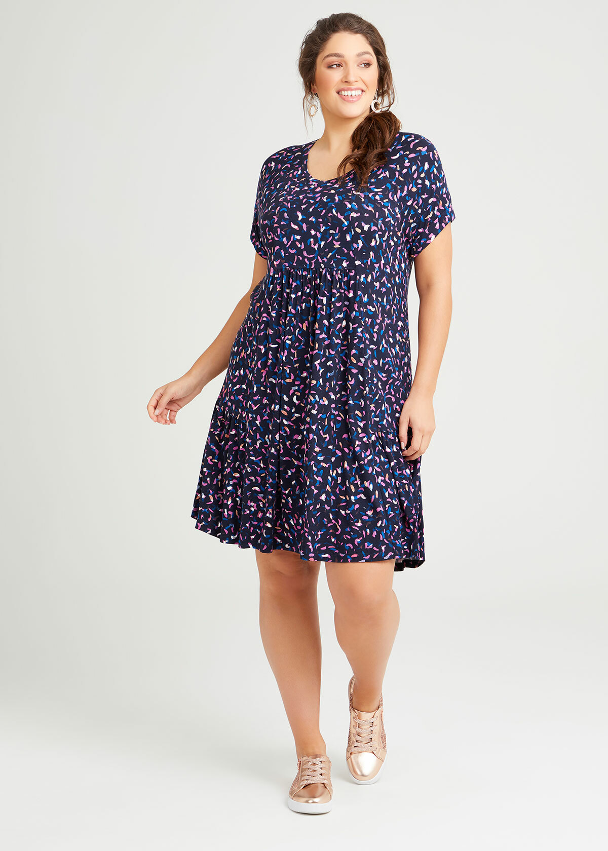 Shop Plus Size Heather Bamboo V-neck Dress, Print | Taking Shape AU