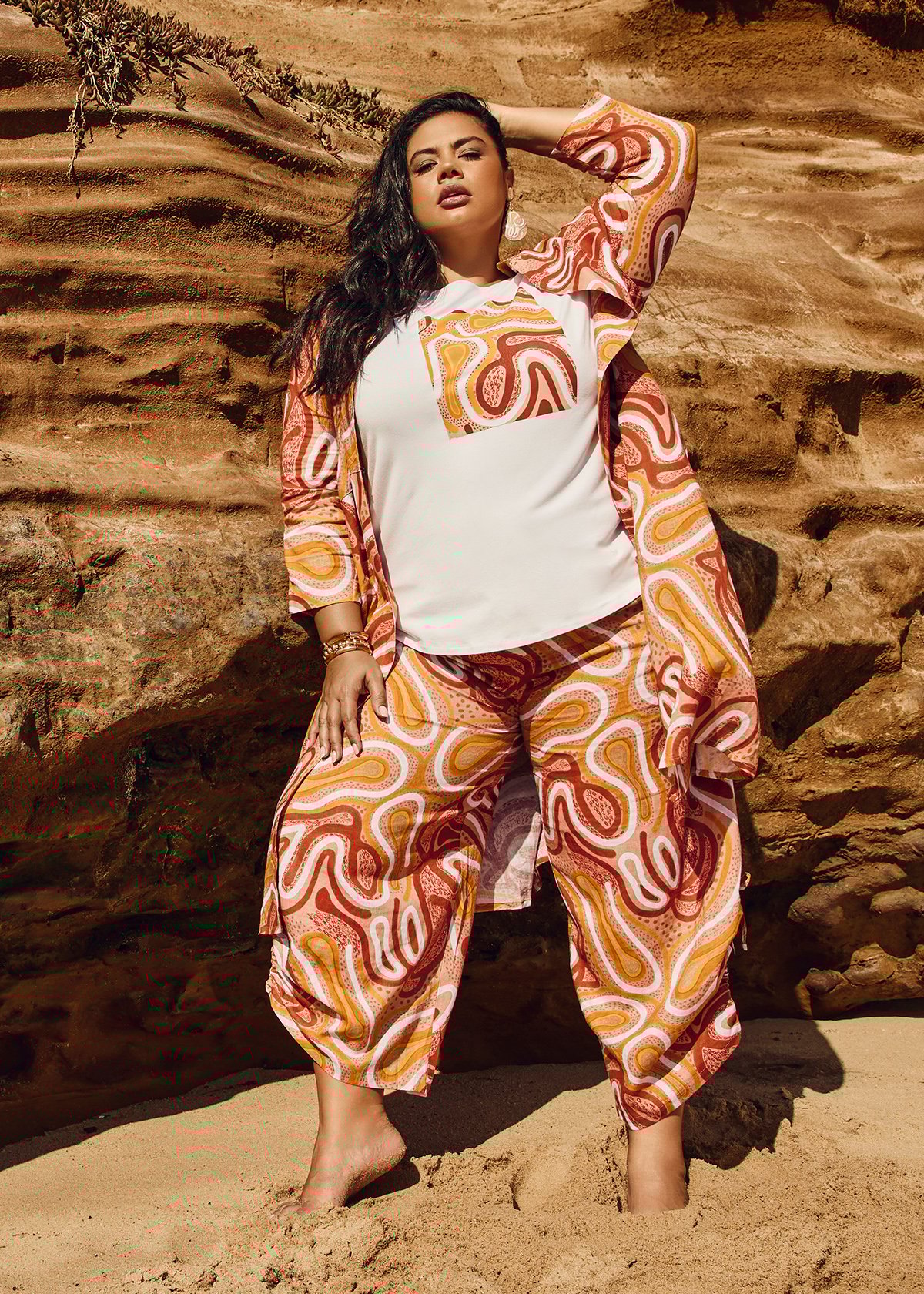 Shop Plus Size Elverina Garbara Natural Top in White | Taking Shape UK