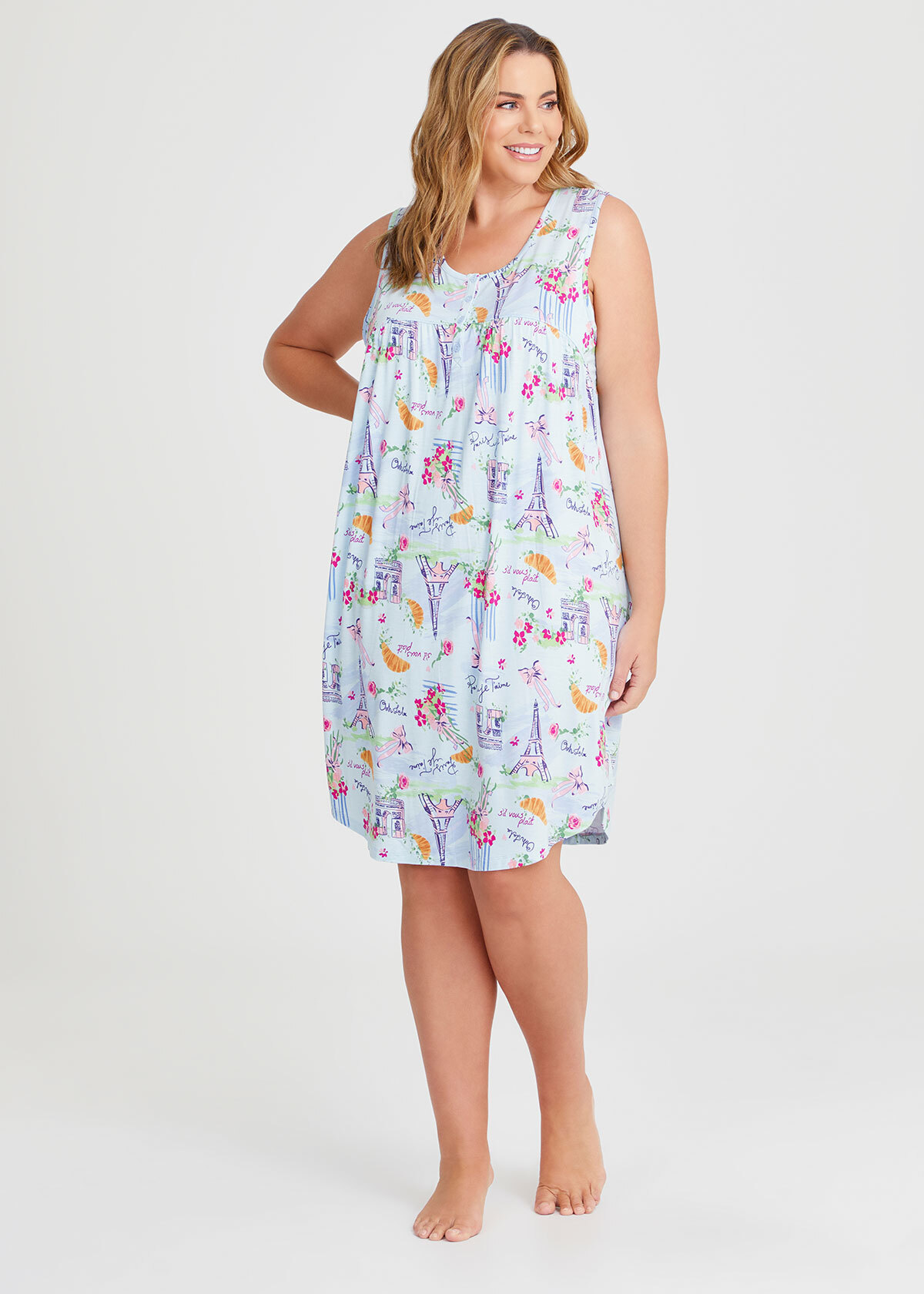 Shop Plus Size Bamboo Parisian Nightie, Multi | Taking Shape NZ