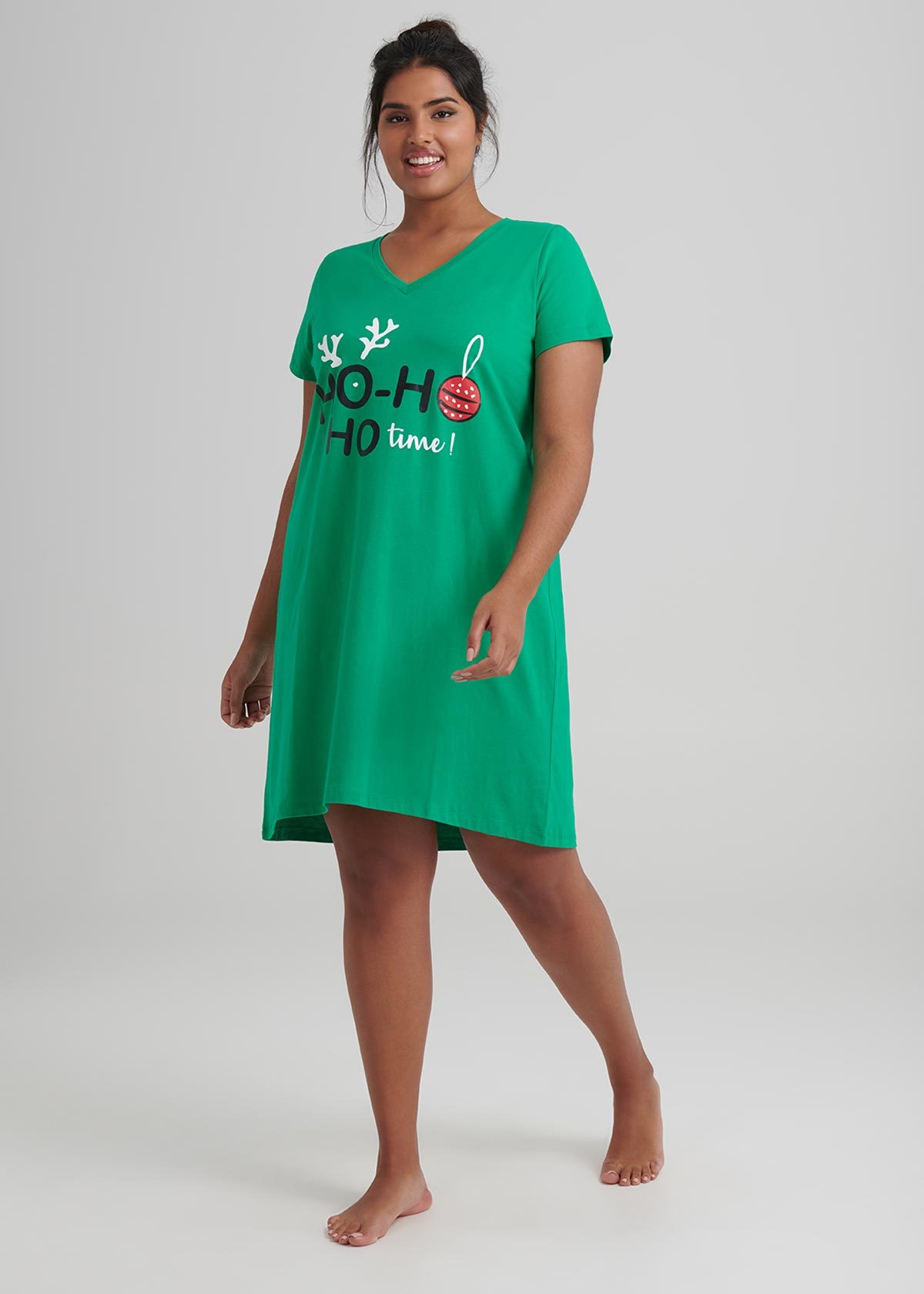 Plus Size Ho Ho Ho Christmas Nightie in Green | Taking Shape NZ