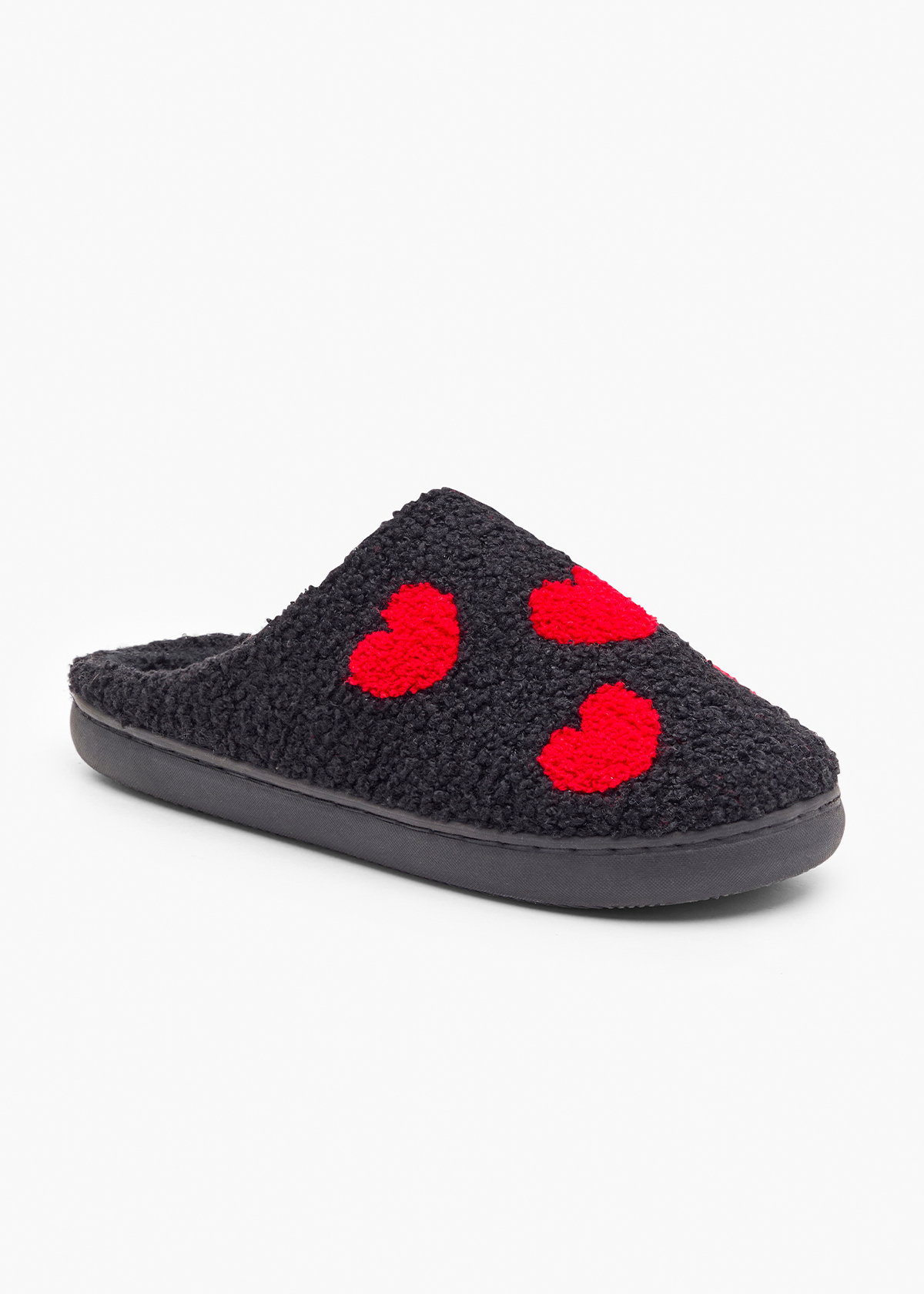 Shop Black Fluffy Heart Slippers | Comfortable Shoes | Taking Shape AU