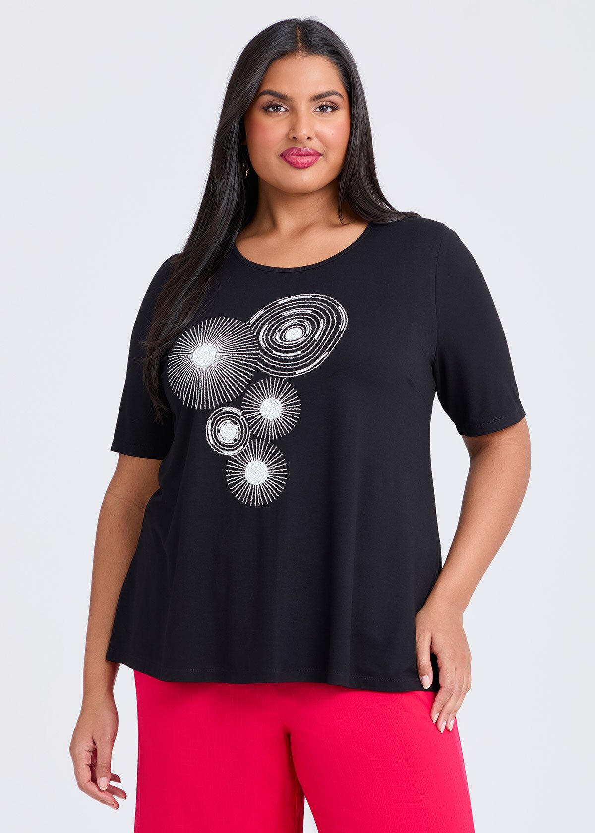 Shop Plus Size Natural Circles Top, Black | Taking Shape NZ