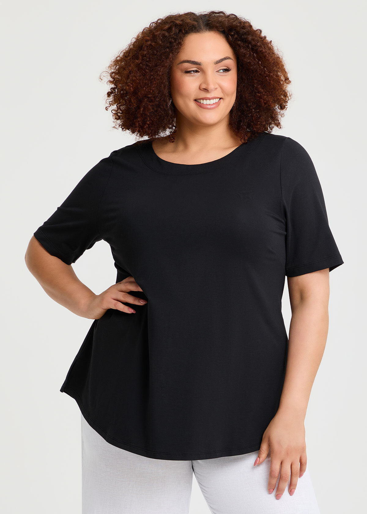Shop Plus Size Pima Cotton Essential Top, Black | Taking Shape AU
