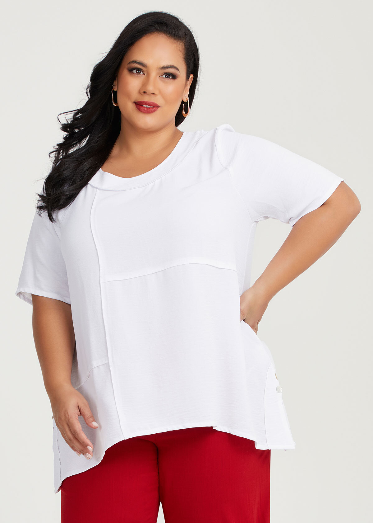 Shop Plus Size Soft Drape Deanna Top, White | Taking Shape AU
