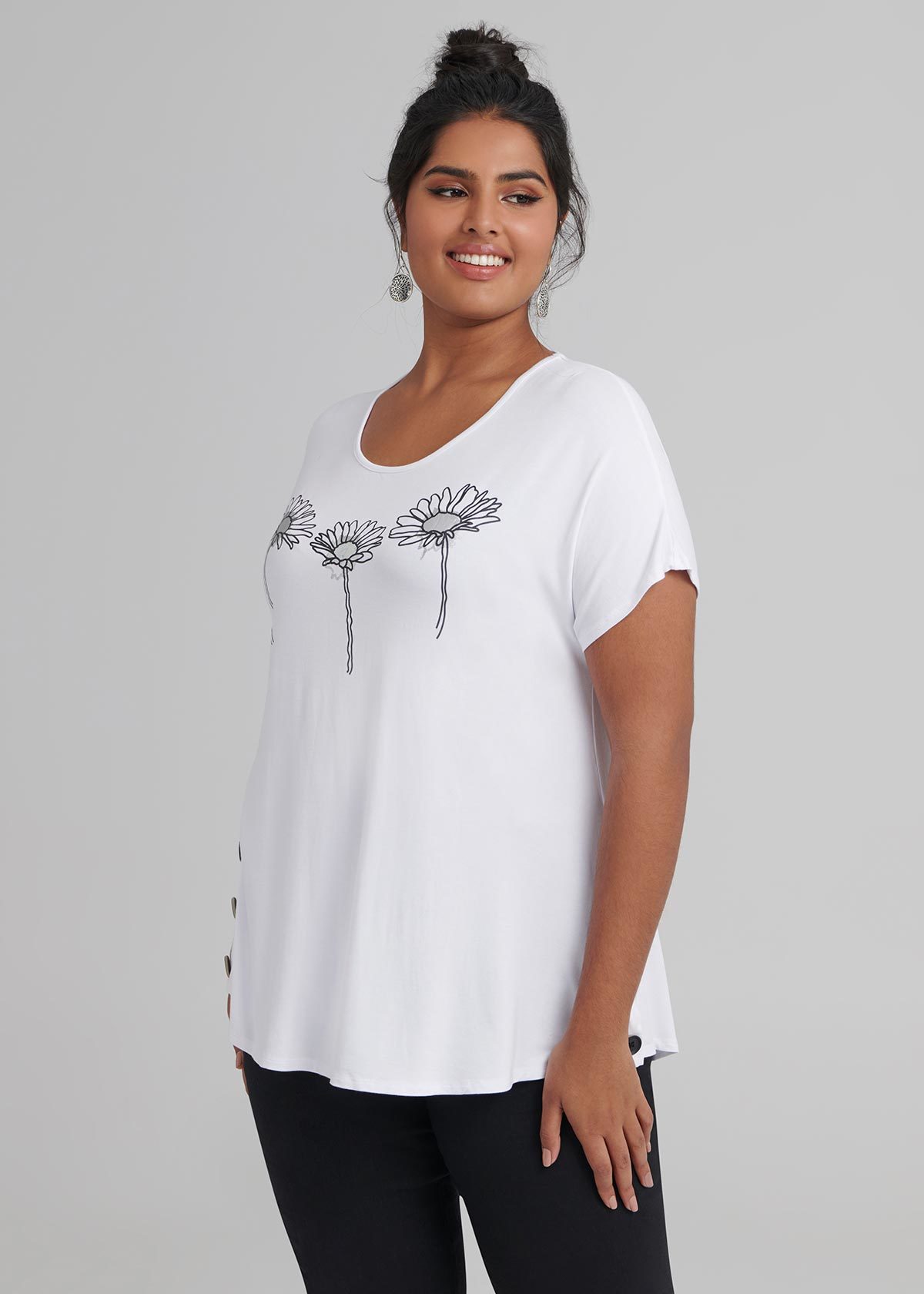 Shop Plus Size Bamboo Daisy Top, White | Taking Shape AU