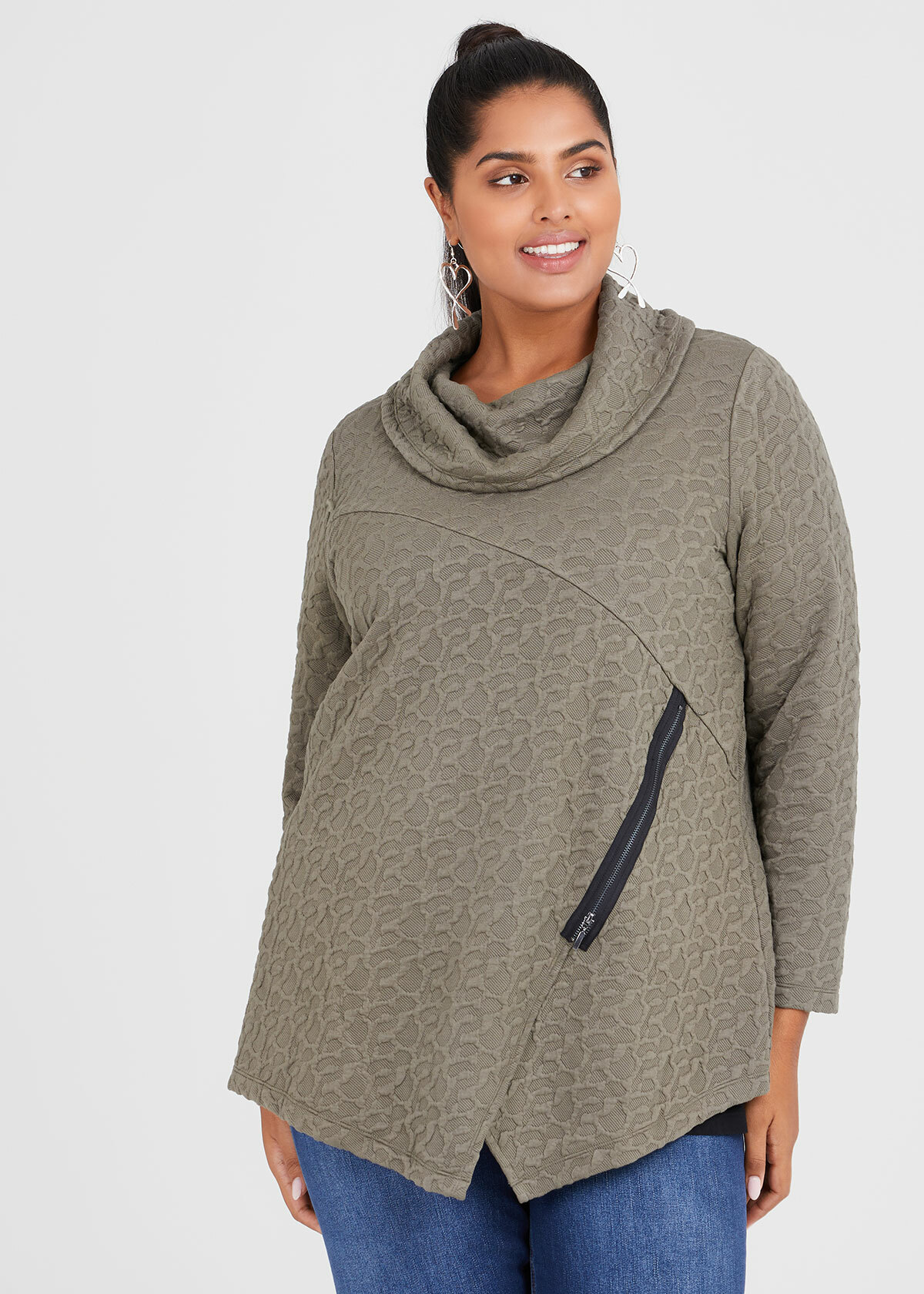 Shop Plus Size Textured Cowl Top, Green | Taking Shape NZ
