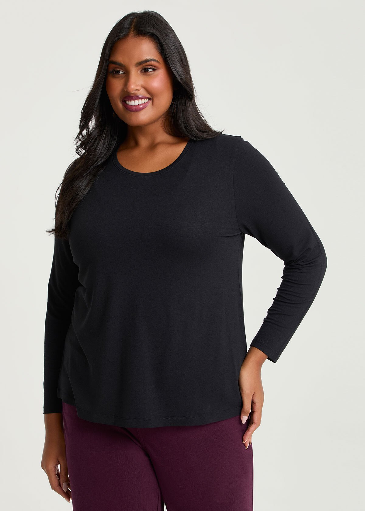 Shop Plus Size Australian Wool Blend Crew Neck Top, Black | Taking Shape AU