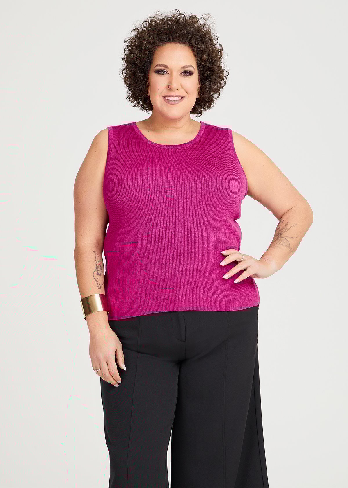 Shop Plus Size Lurex Rib Tank, Red | Taking Shape NZ