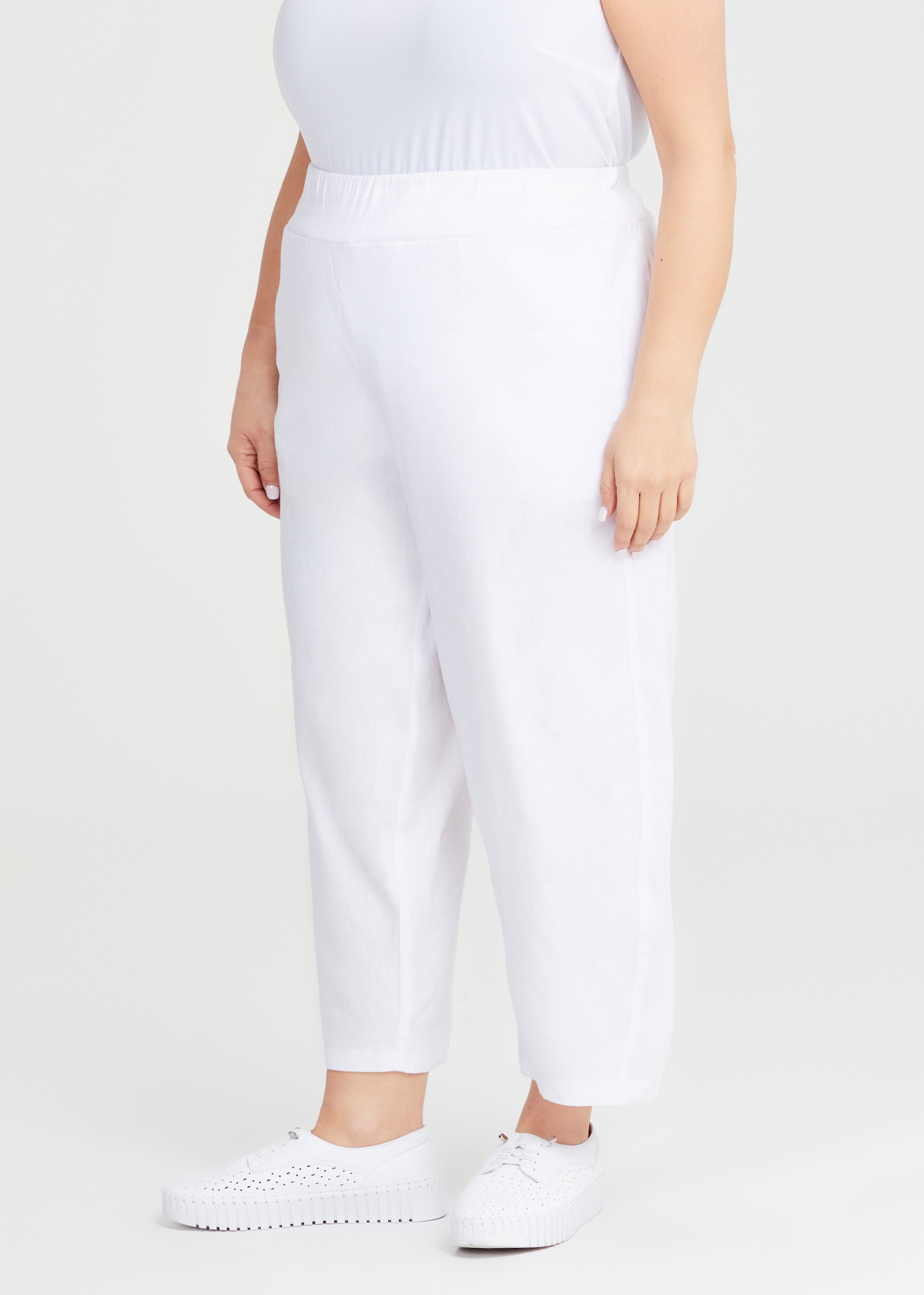 Shop Plus Size Petite Stretch Linen Esme Pant, White | Taking Shape AU
