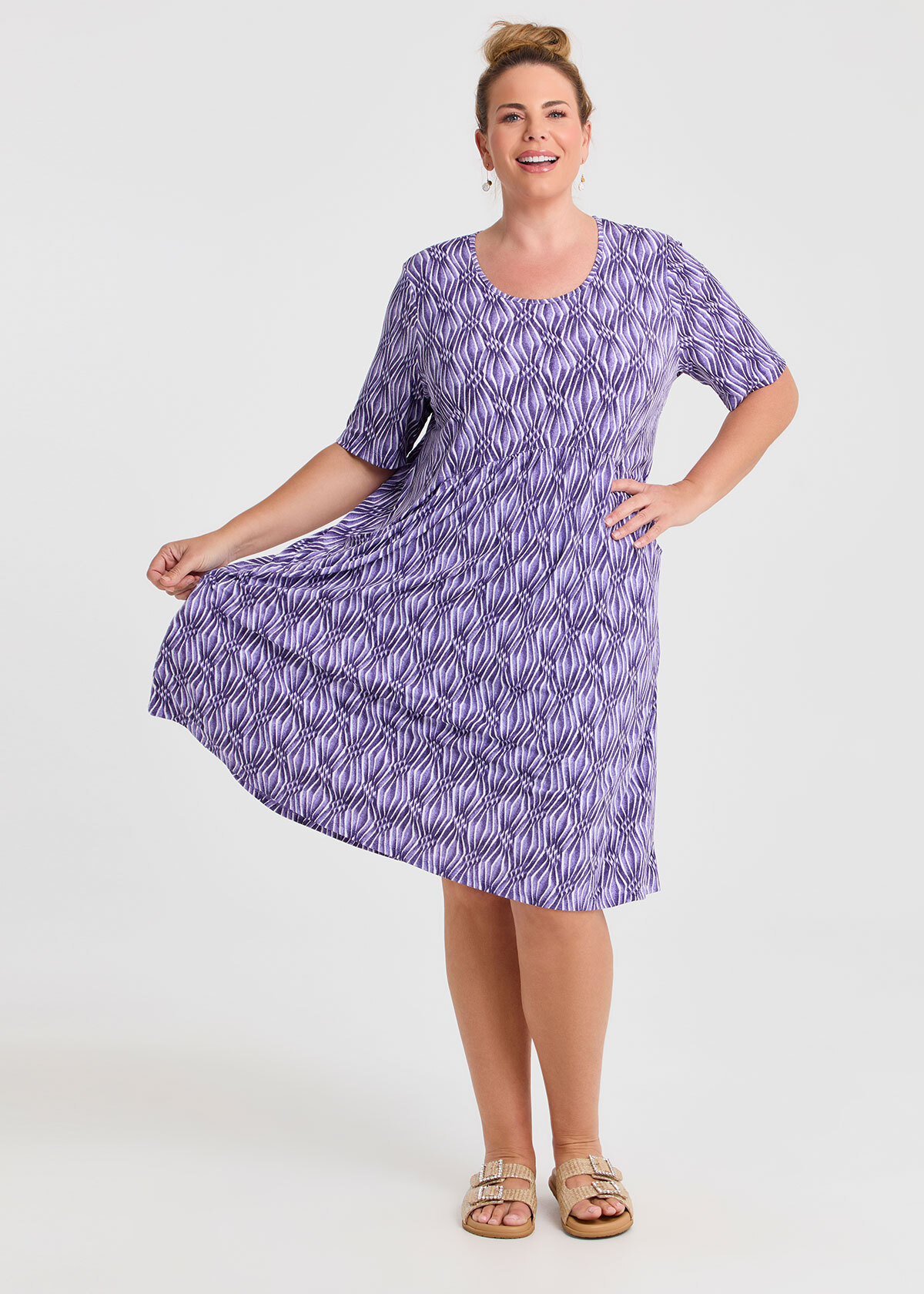 Shop Plus Size Violet Everyday Empire Dress, Print | Taking Shape NZ
