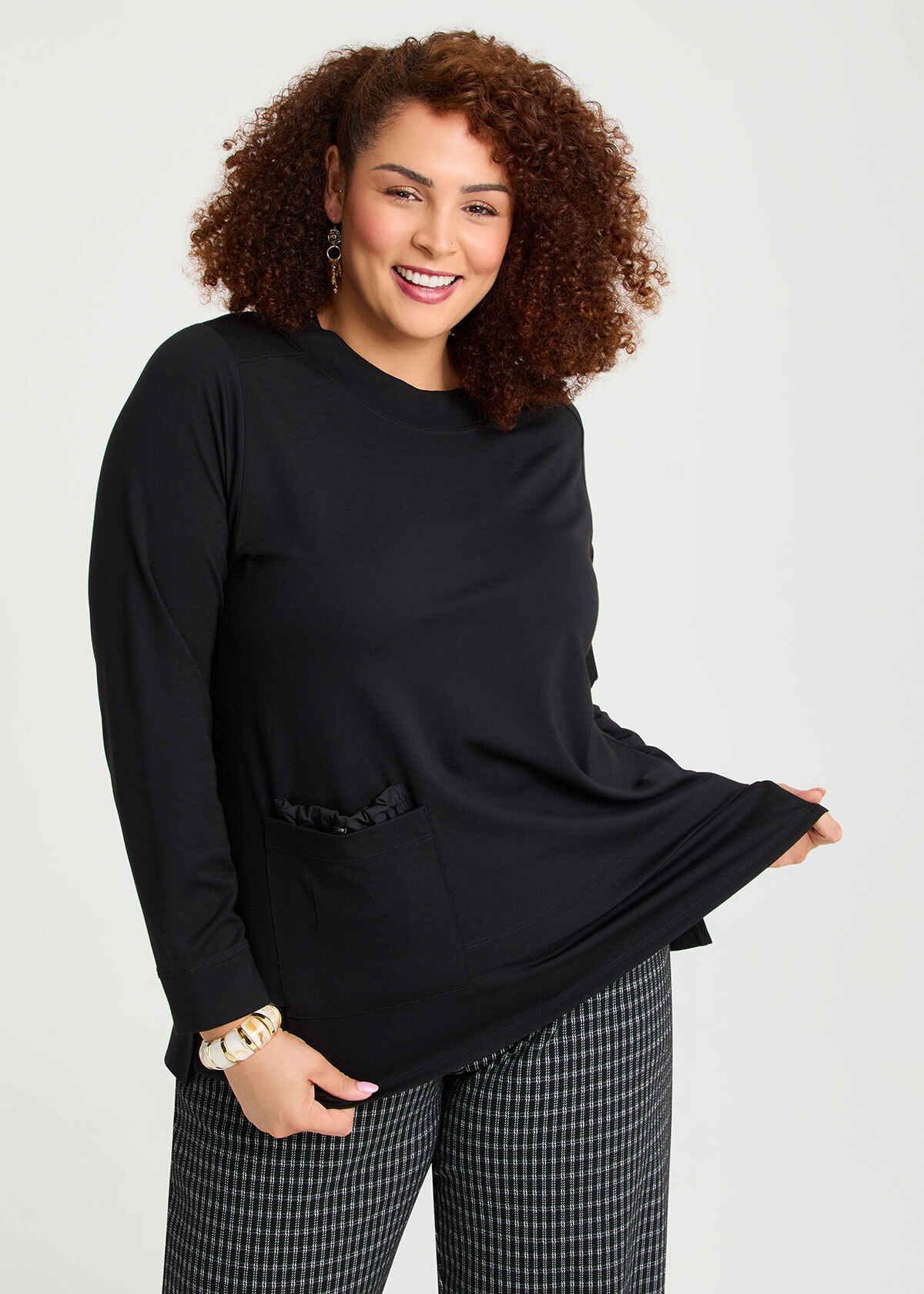 Shop Plus Size Bamboo Ponte Pocket Top in Black | Taking Shape SE