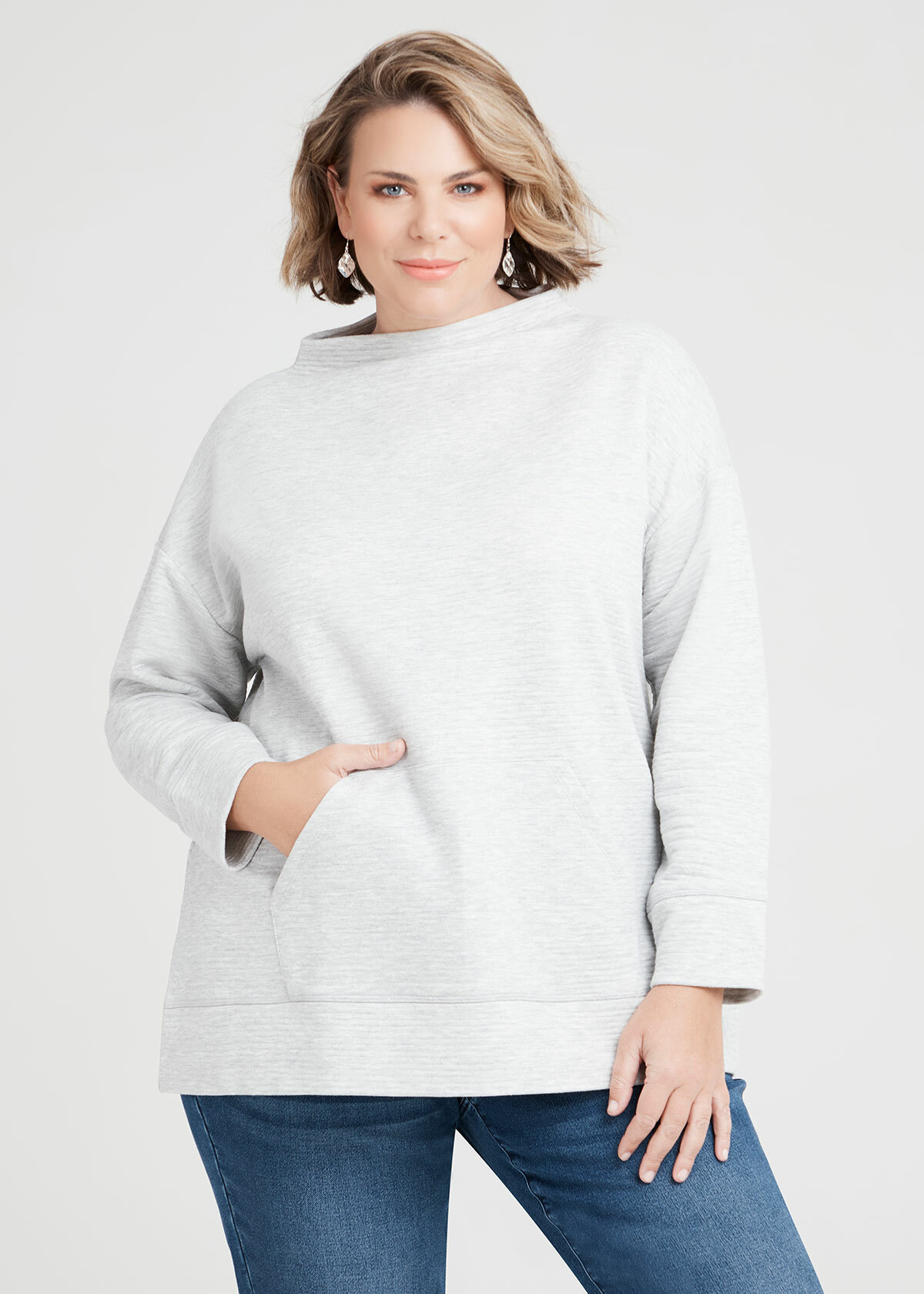 Shop Plus Size Cotton Rib Textured Top in Grey | Sizes 12-30 | Taking ...
