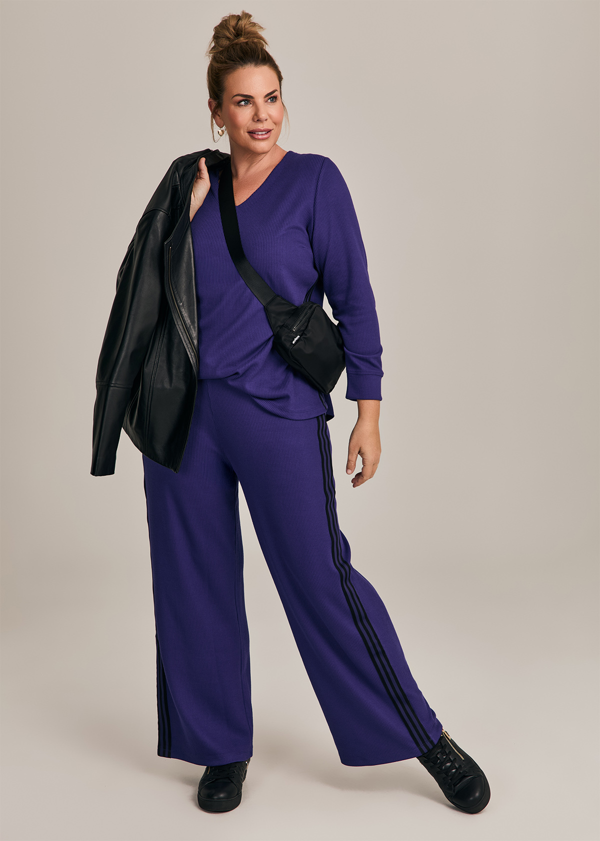 Shop Plus Size Natural On The Go Wide Pant, Purple | Taking Shape AU