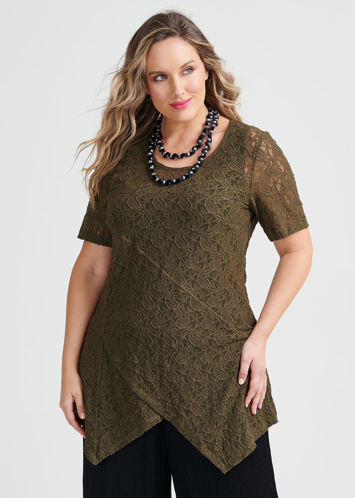 Shop Plus Size Lace Top in Green | Taking Shape AU